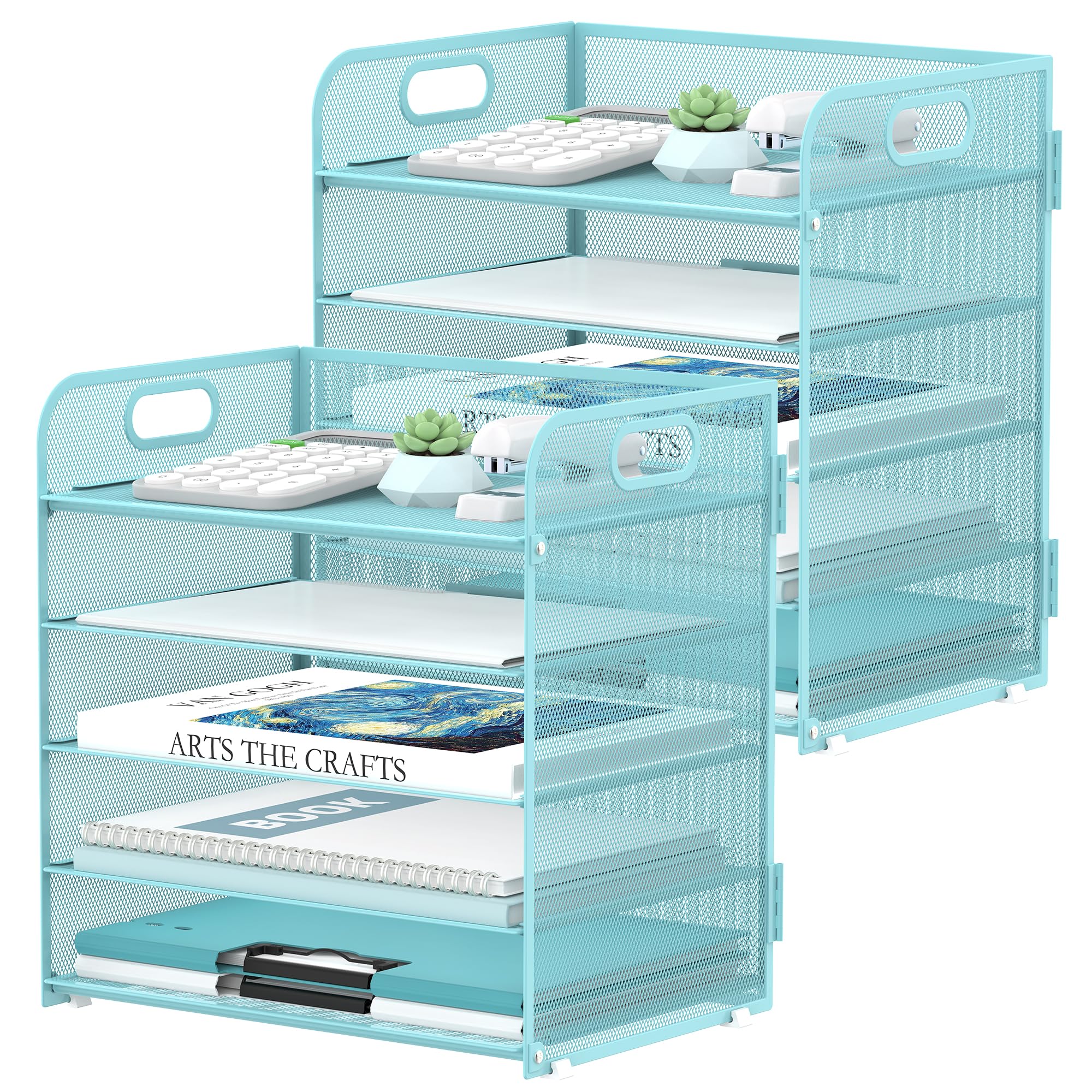 Snapklik.com : 2 Pack 5-Tier Blue Desk Organizer