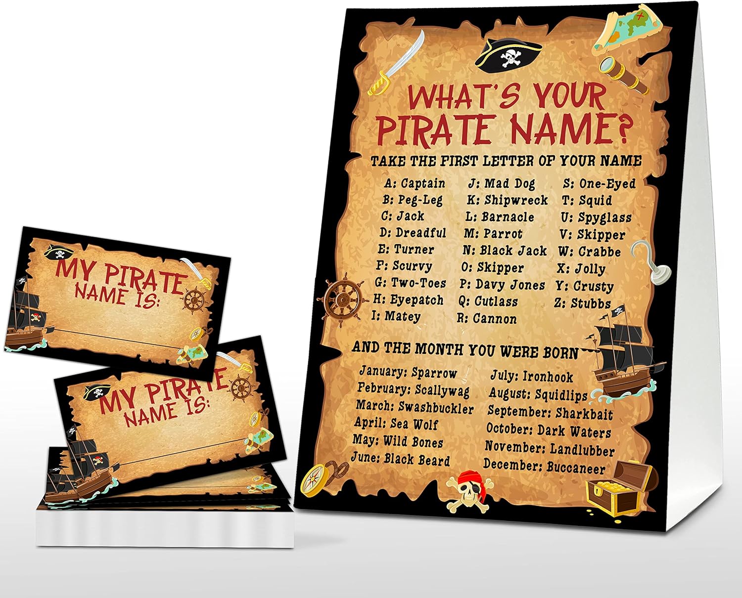 Amazon.com: What's Your Pirate Name Game - Vintage Pirate Birthday ...