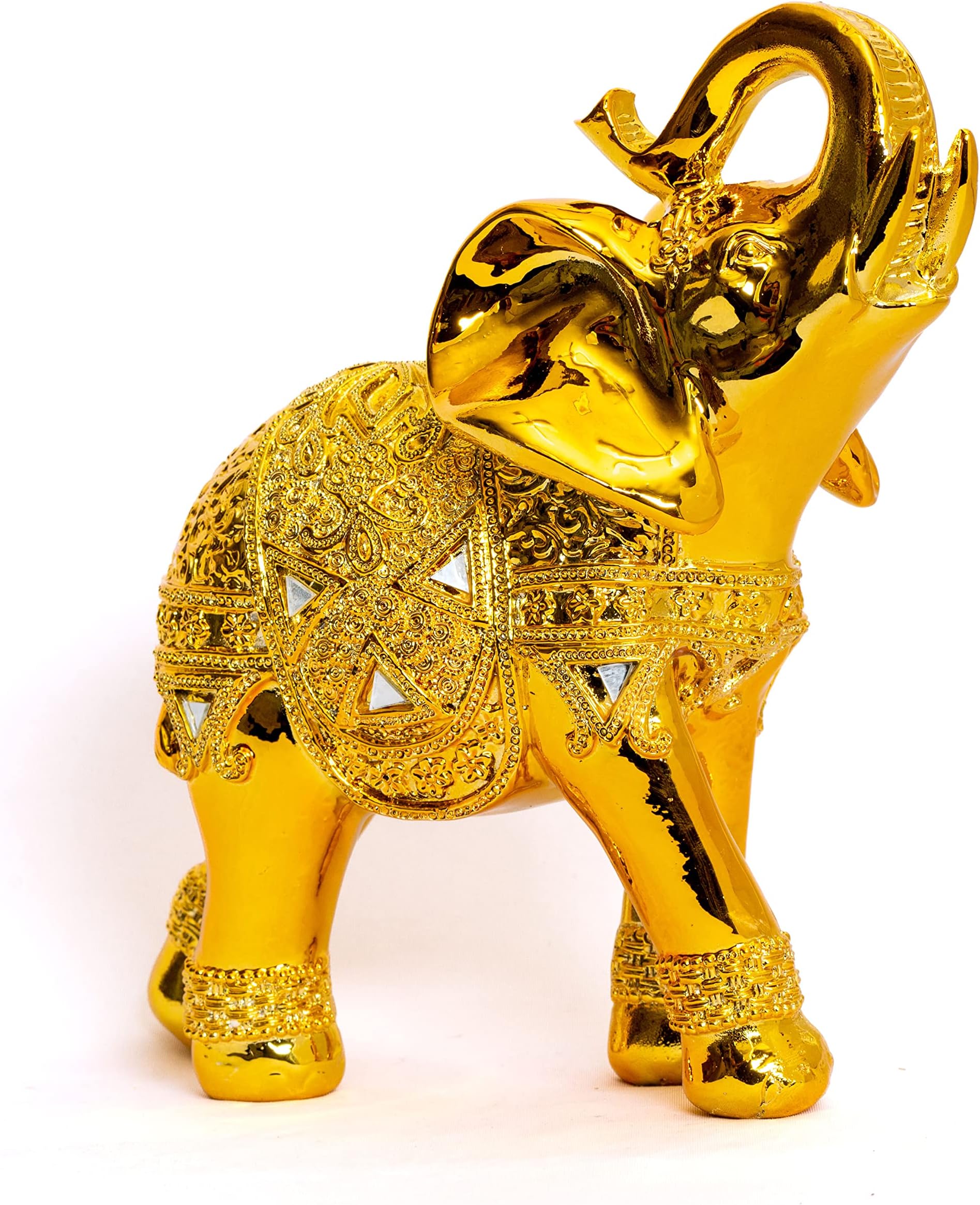 Amazon.com: Dalax- 9"(H) Elephant Statue Figurines Home Decor Trunk ...
