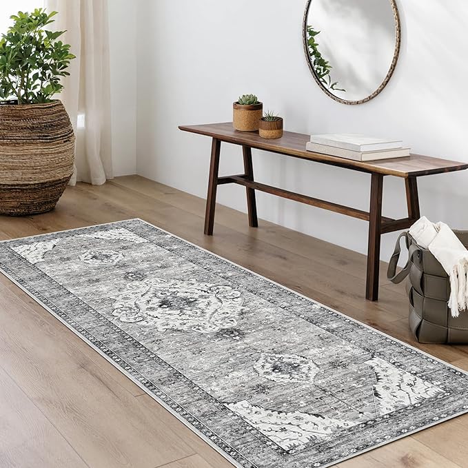 Amazon.com: Grey 2x4 Rugs Boho Washable Small Area Rugs for Entryway ...