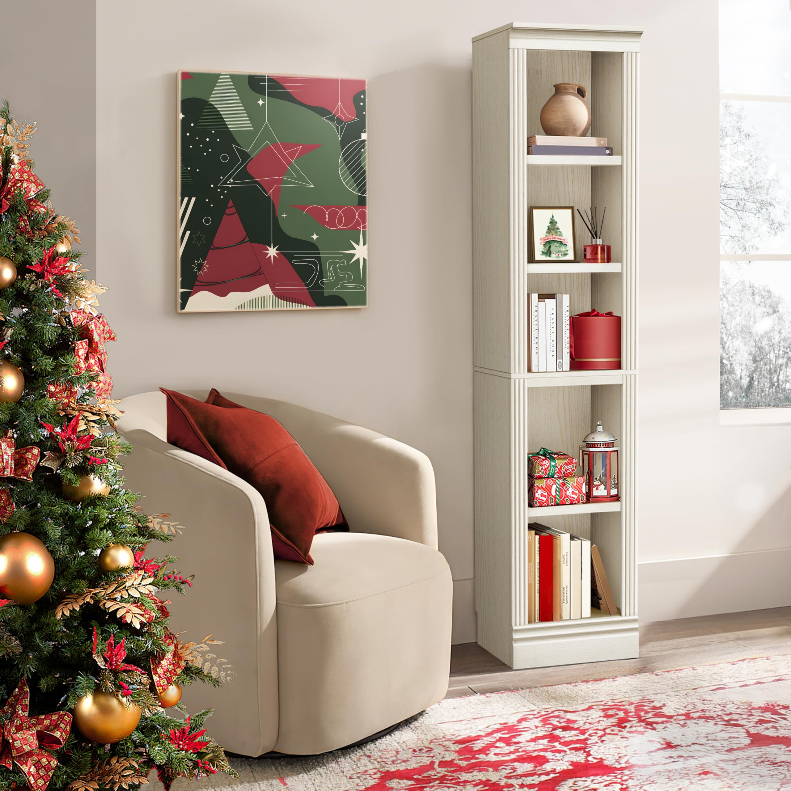 Amazon.com: JAHRSTIM 5-Shelf Narrow Bookcase, 72 in Tall Skinny ...