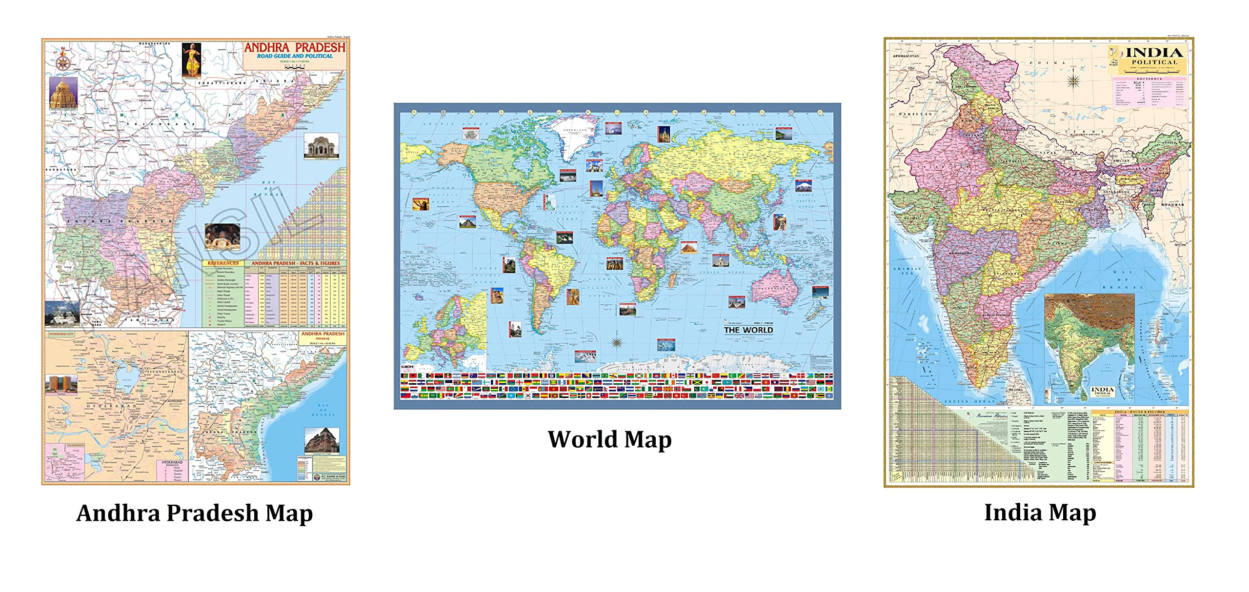 Set Of 2 Map Andhra Pradesh Map And India Map | Desertcart South Africa