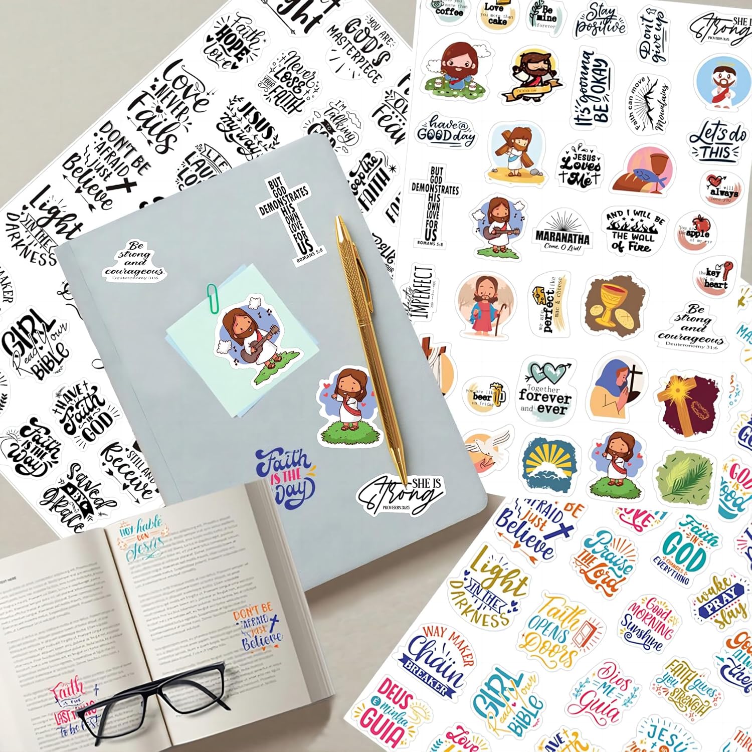 Amazon.com: Jesus Stickers,Diary Sticker Bible Verse Stickers,Scrapbook ...