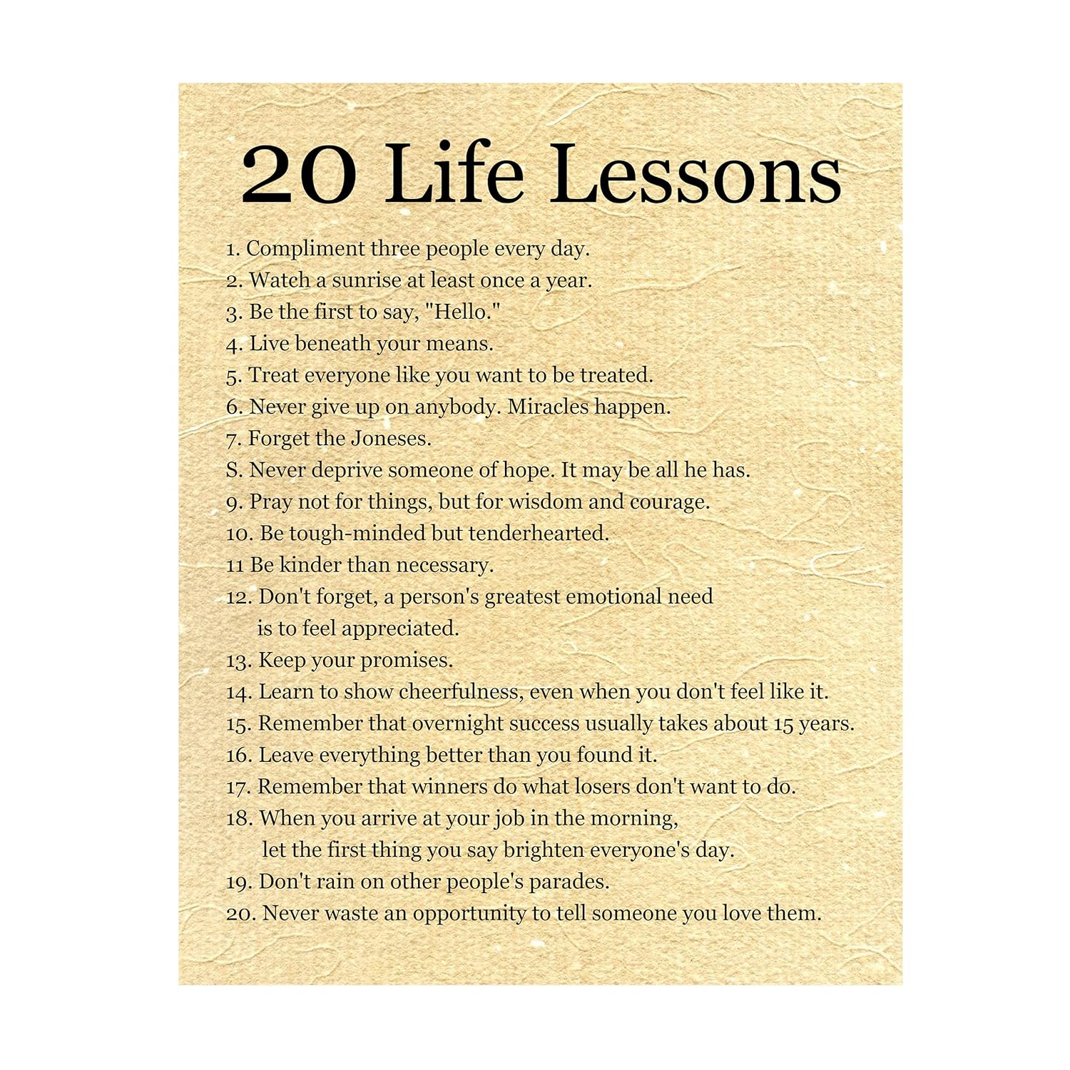 Amazon.com: "20 Life Lessons"- Inspirational Quotes Wall Art Sign - 11 ...
