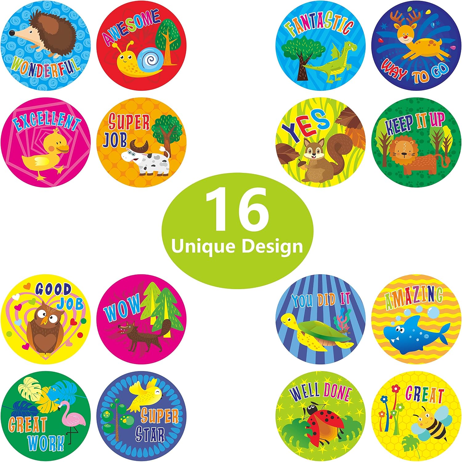 600 Animal Teacher Reward Encouragement Motivational Sticker in 16 ...