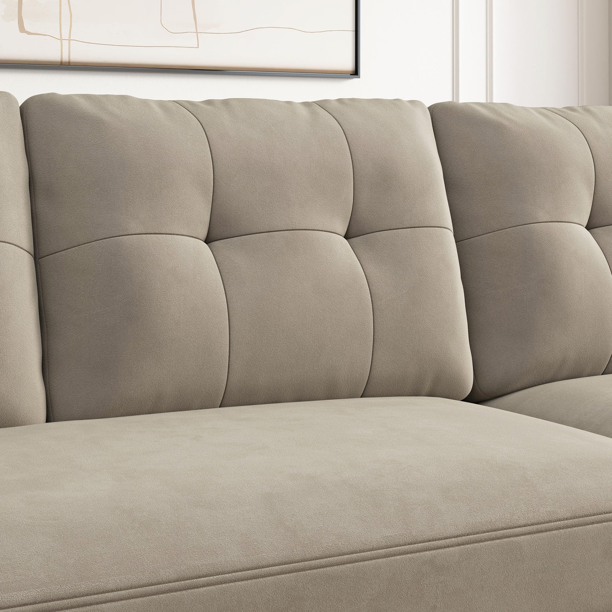 HONBAY Velvet Convertible Sectional Sofa L Shaped Couch with Storage ...