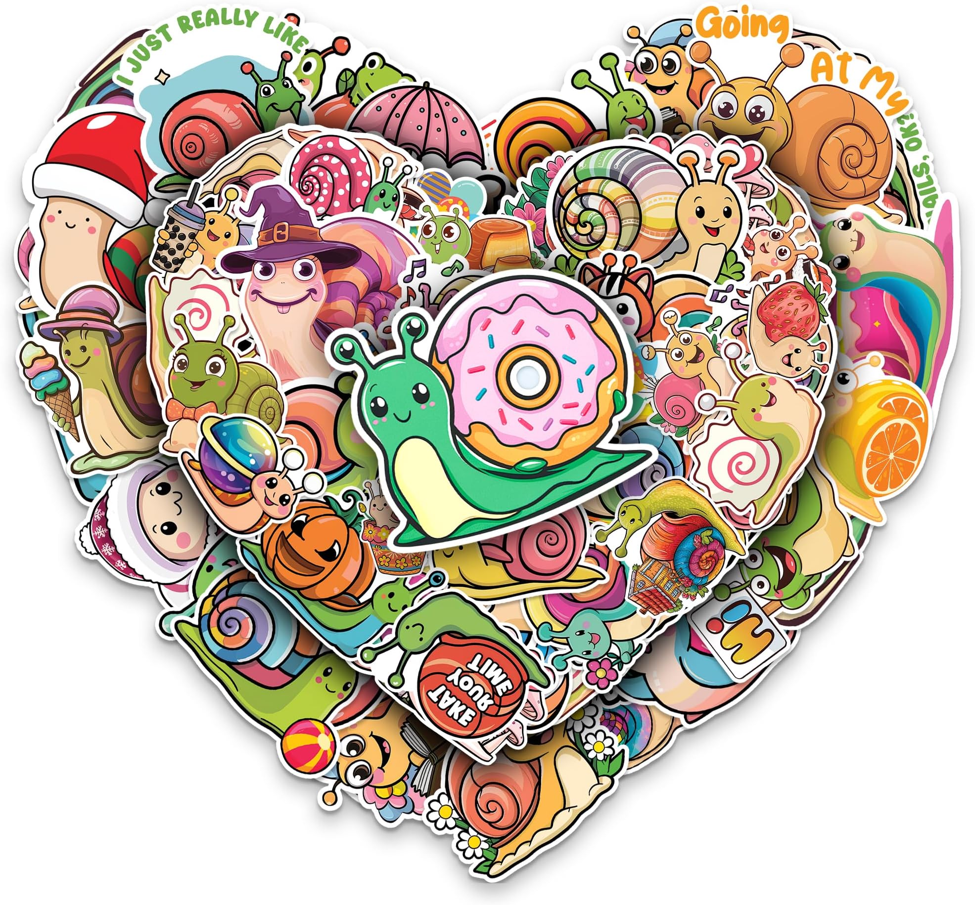 Amazon.com: Snails Cute Stickers (500pcs), 10 Sheets Aesthetics Cartoon ...