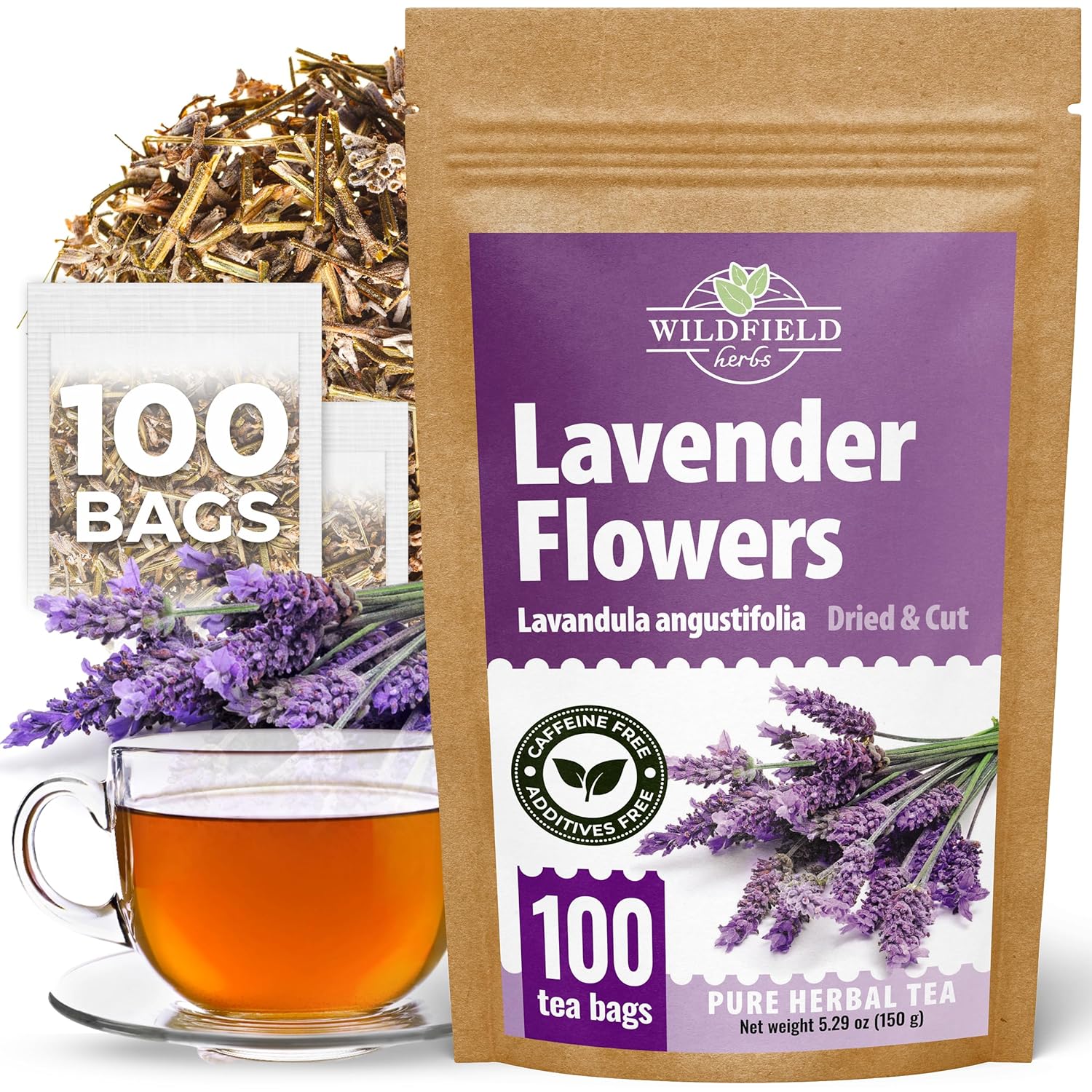 Amazon.com : 100 Bags Lavender Herb Lavender Buds Herbal Tea (Lavandula ...