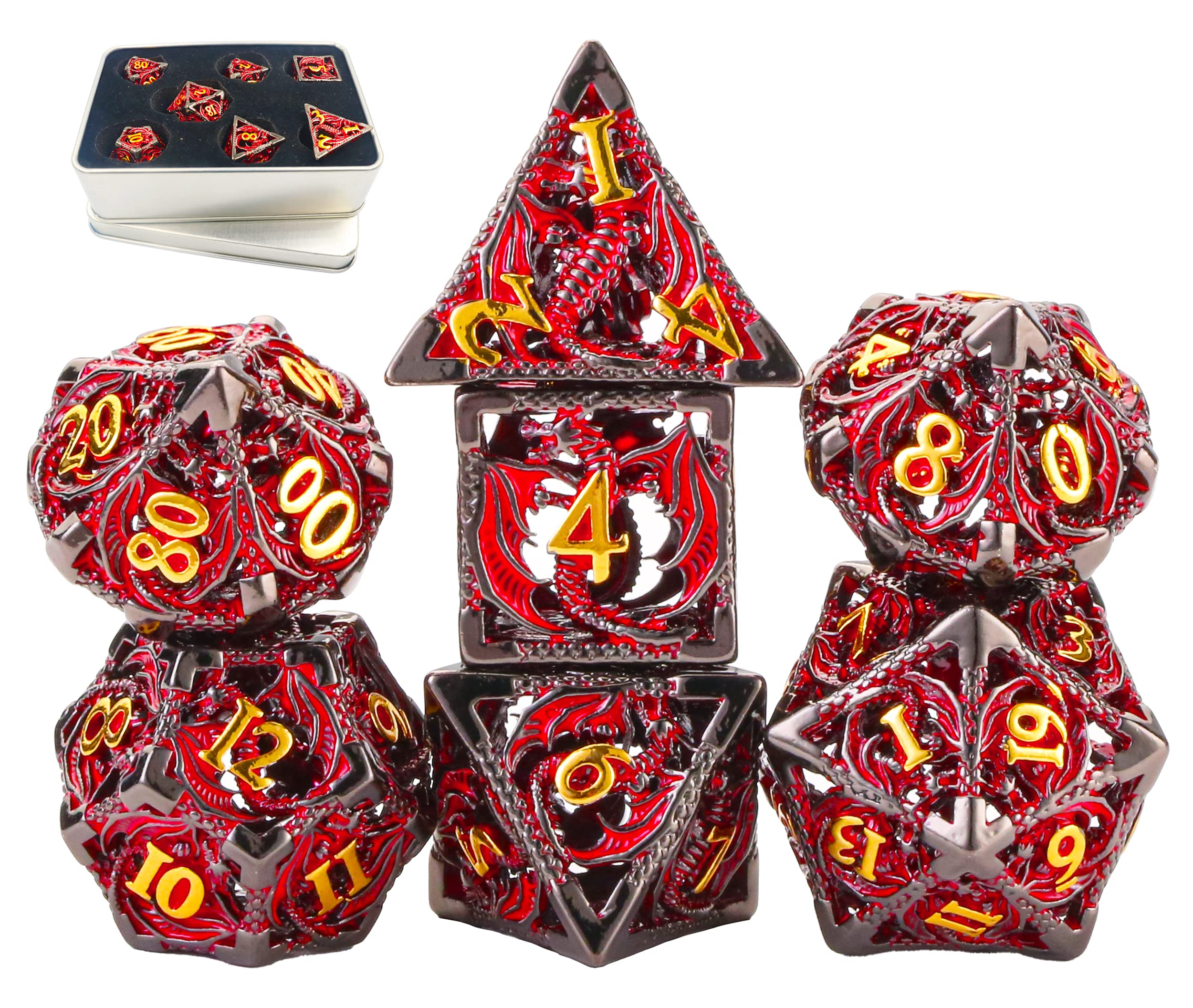 Amazon.com: Metal DND Dice Set Dungeons and Dragon Dice Set Hollow ...