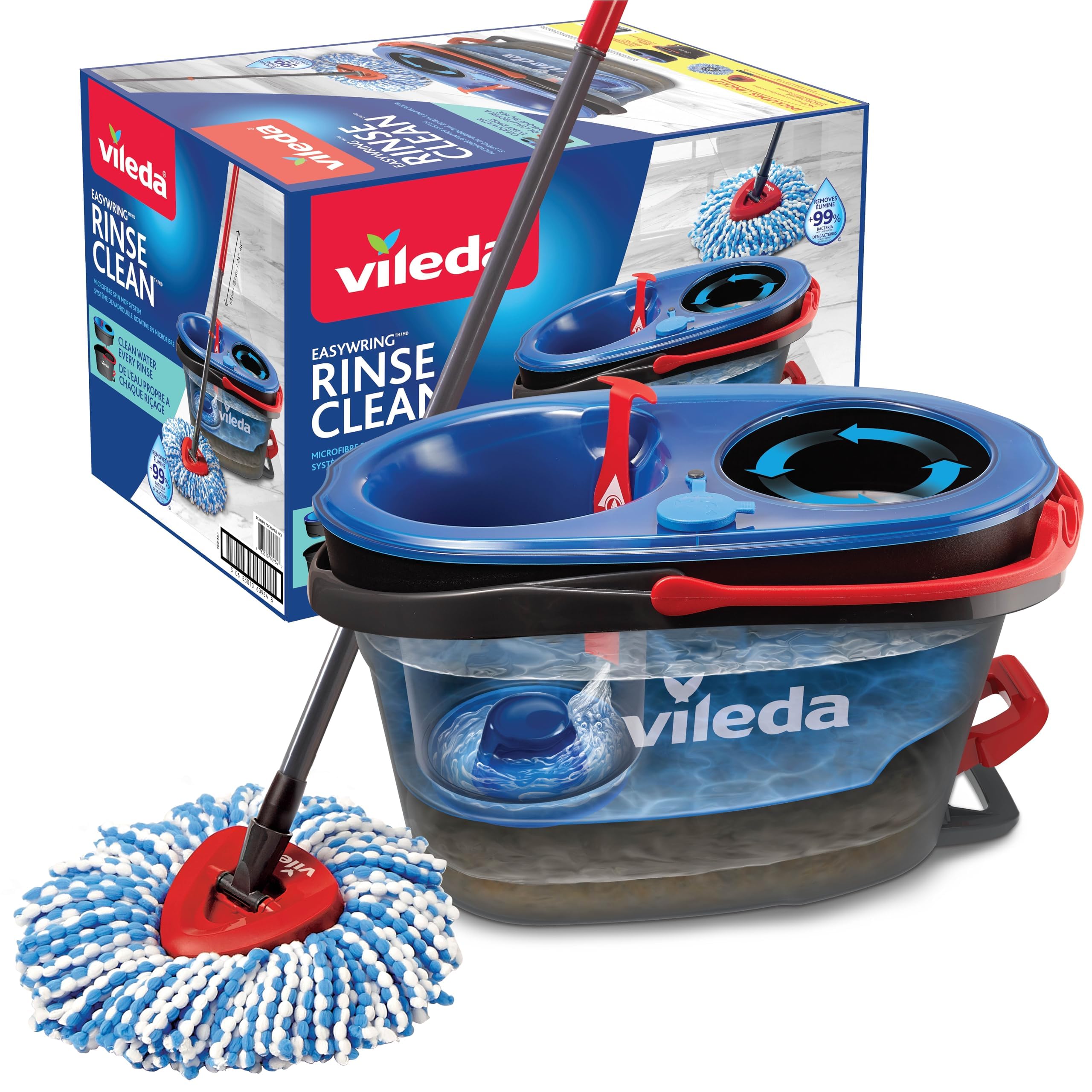 Vileda EasyWring RinseClean Spin Mop & Bucket System | 2-Tanks Separate ...