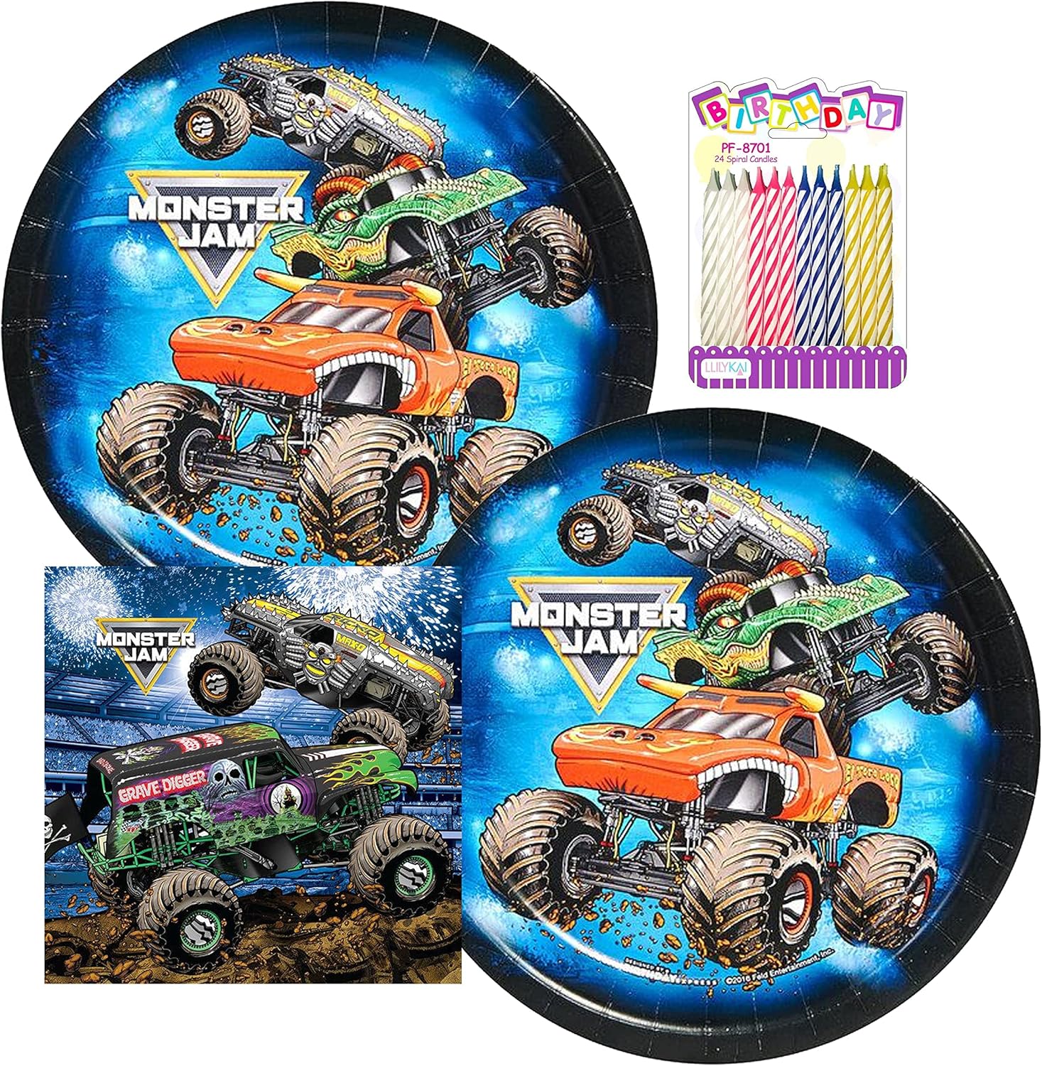 Amazon.com: MONSTERJAM Monster Truck Birthday Party Supplies Pack ...