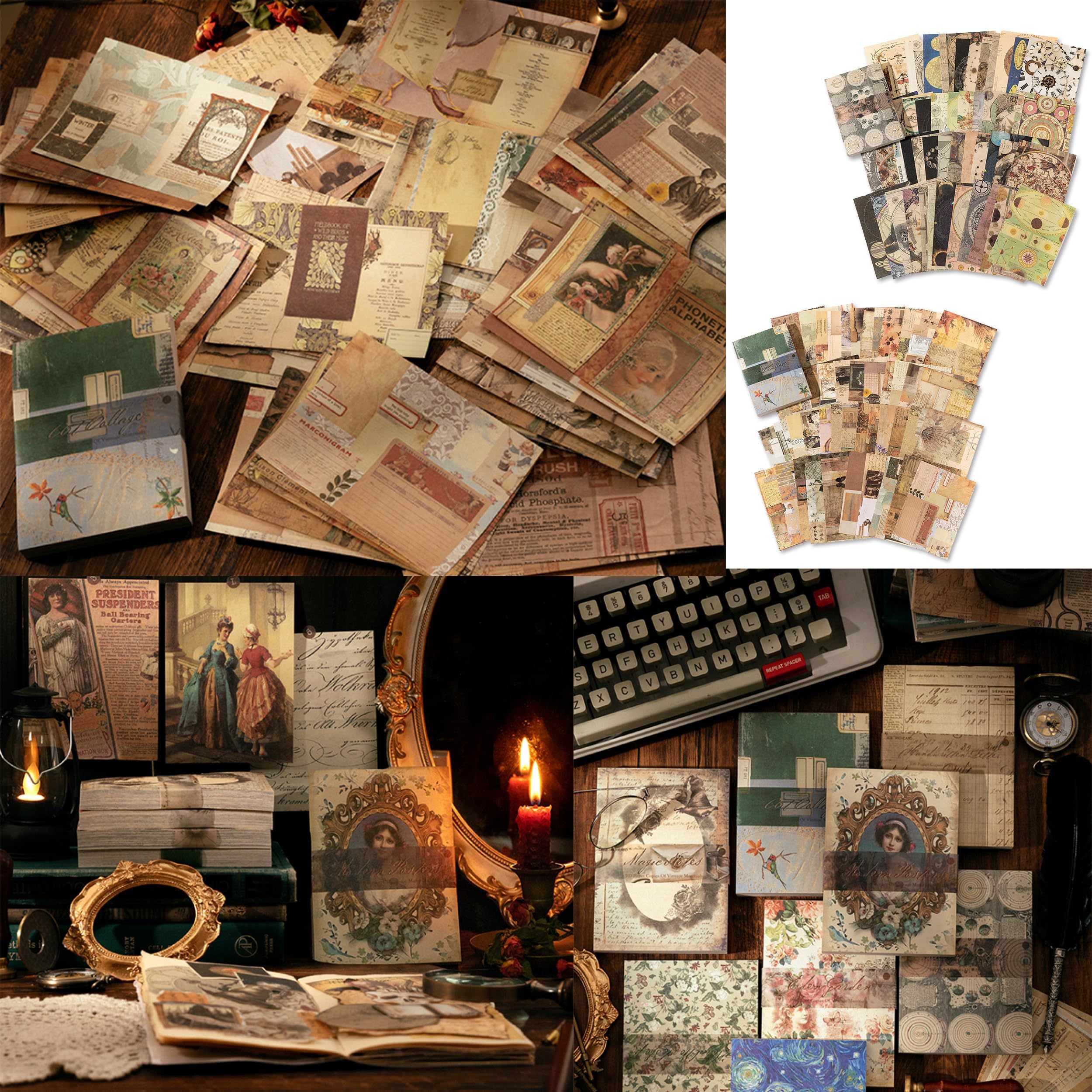 200 Pcs Vintage Scrapbooking Supplies Stickers Kit, Aesthetic ...
