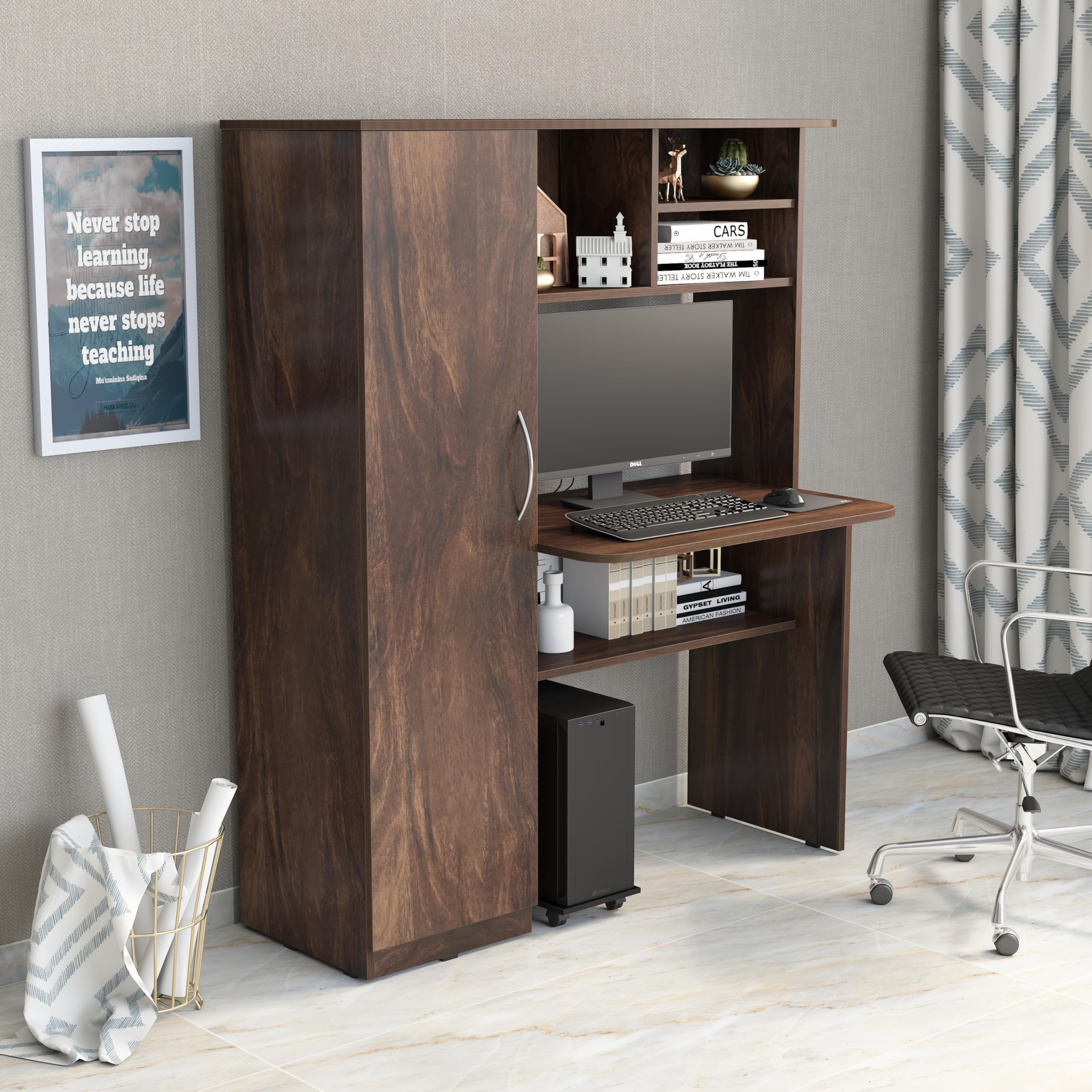 ABOUT SPACE Wooden Study Table with Hutch & Bottom Storage - Office ...