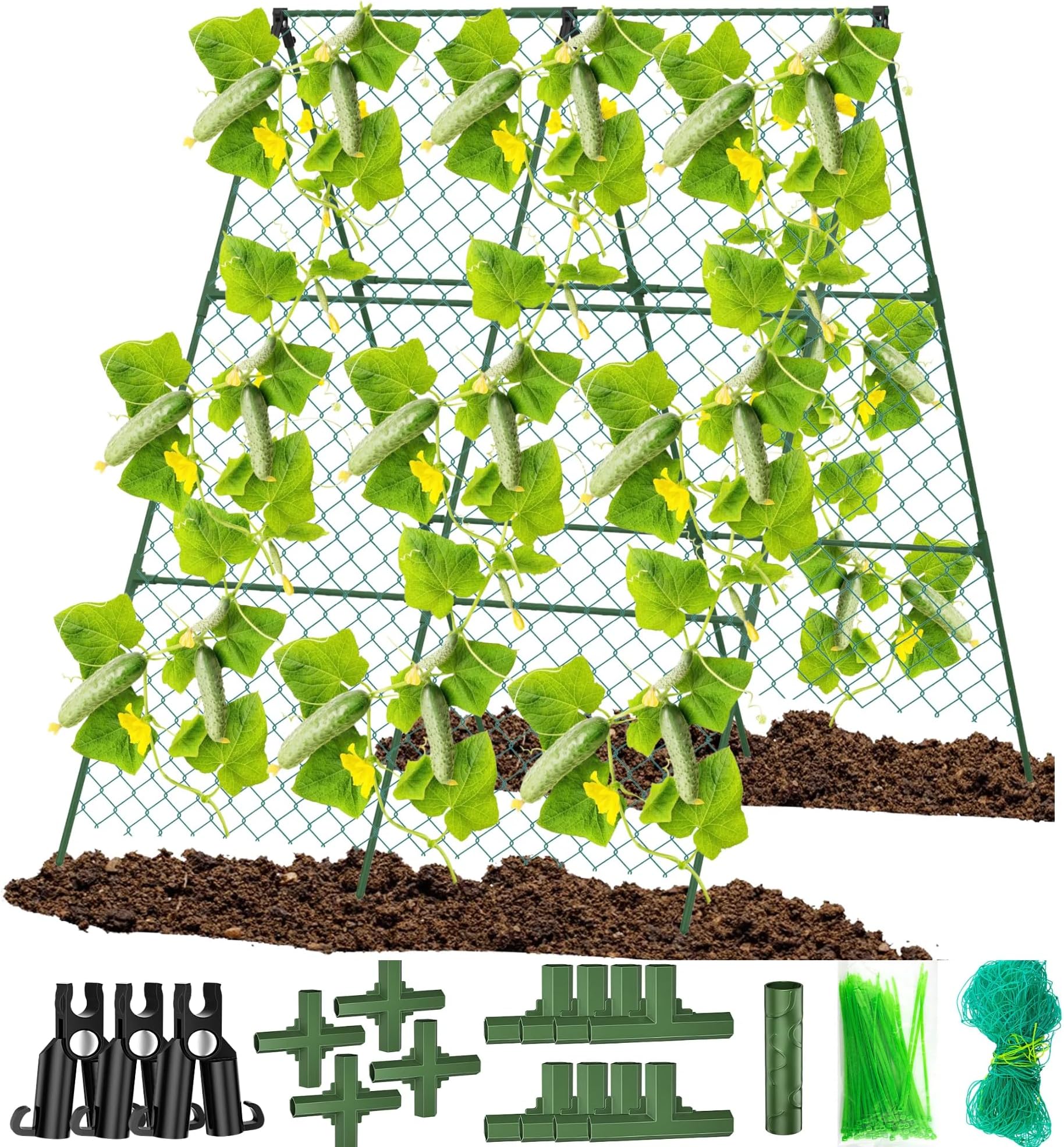 Amazon.com : Premium Cucumber Trellis for Raised Beds - 64"×48" U ...