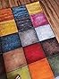 Amazon.com: Colorful Living Room Rug Check Design with Squares ...