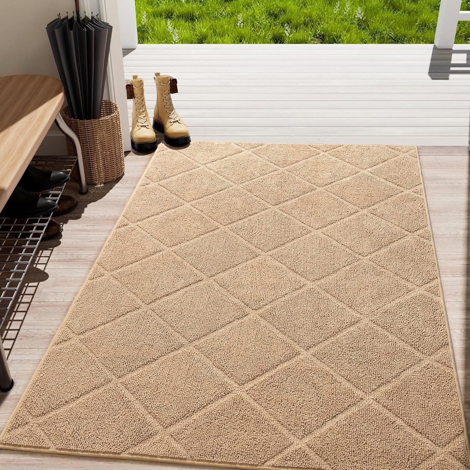 Amazon.com: LOCHAS Beige Indoor Door Mat 35x59 Inch, Rubber Backing ...