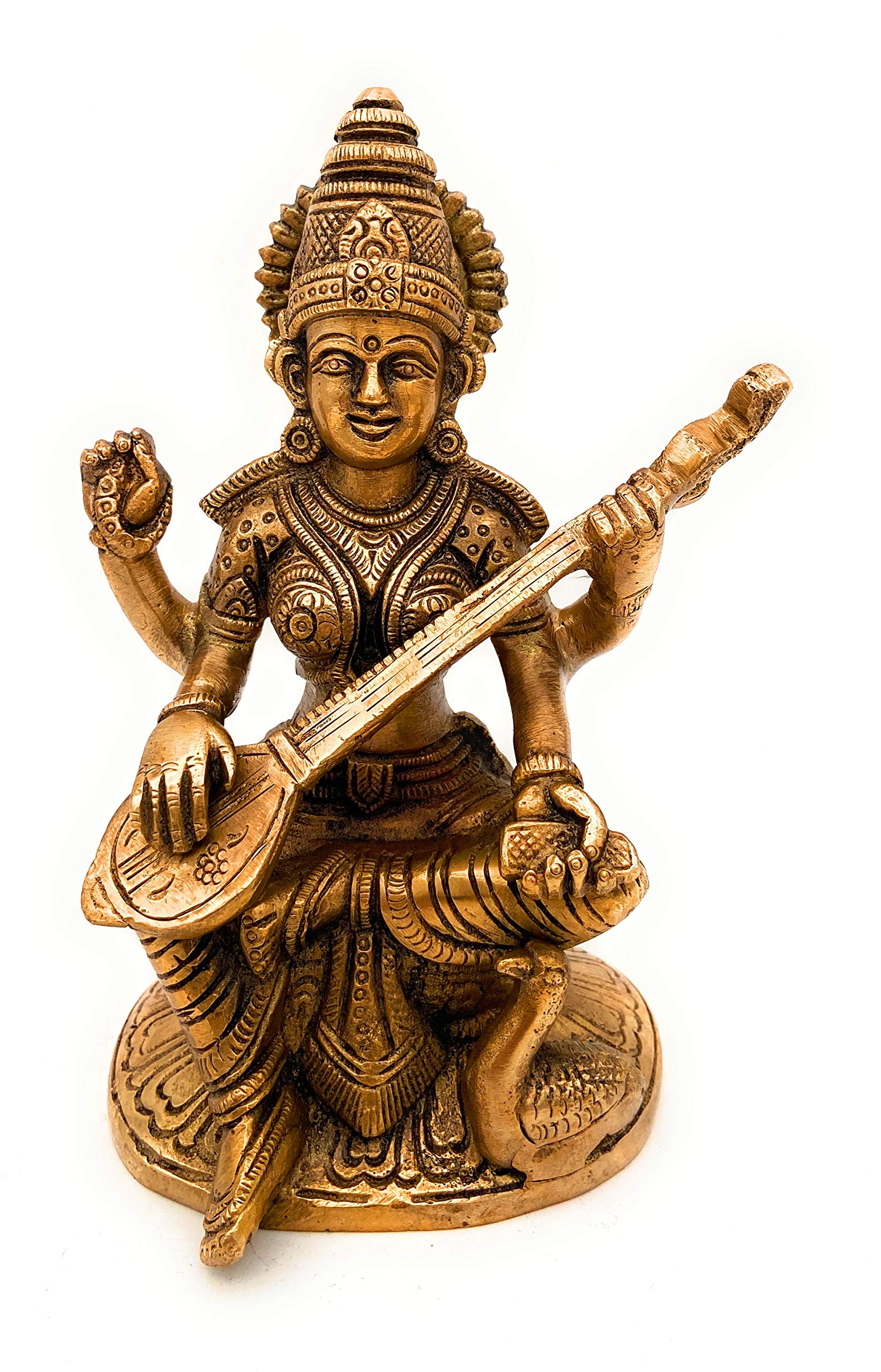 Buy Bhunes Brass Saraswati Statue| Goddess Saraswati Statue | Vidya ...