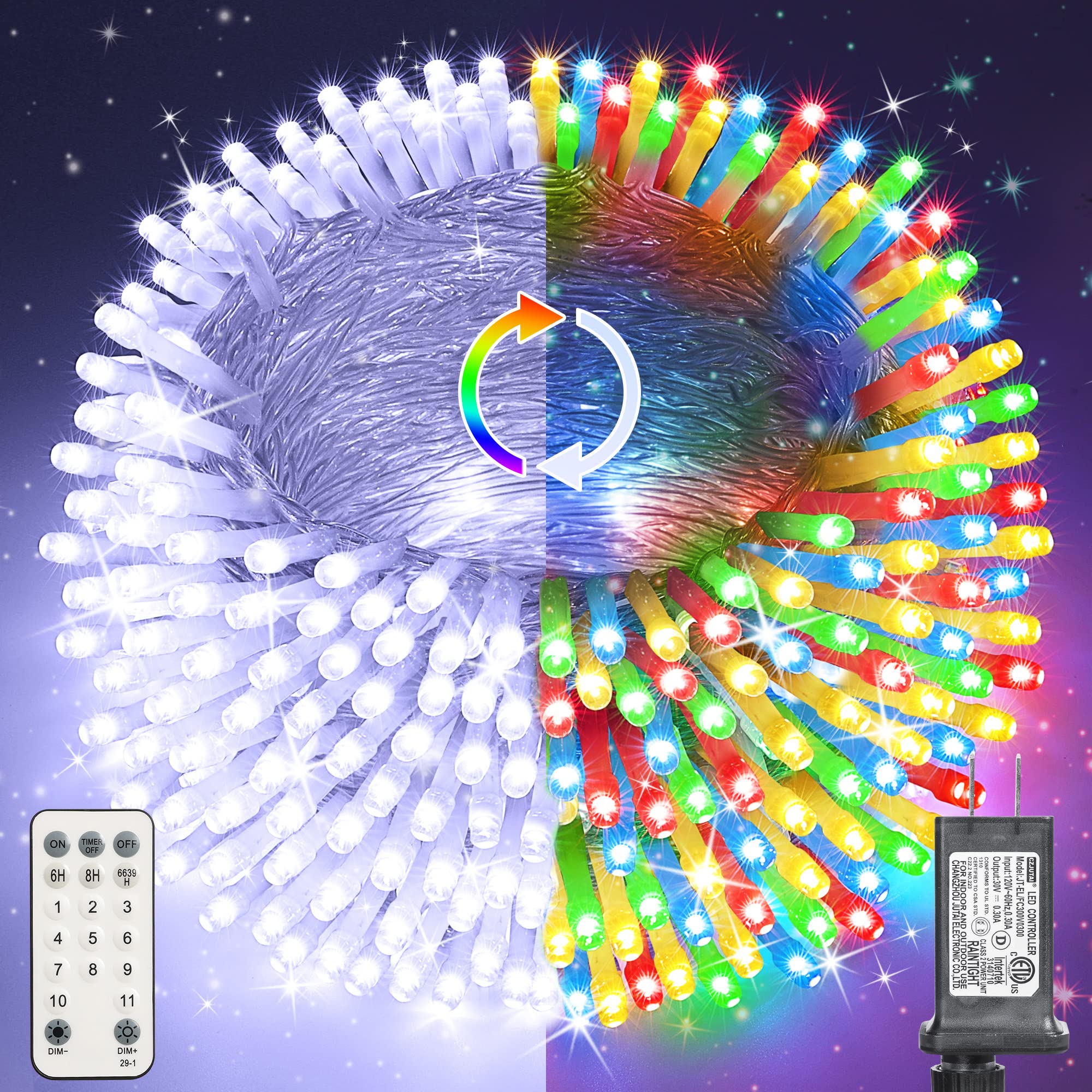 Amazon.com: Color Changing Christmas Lights, 75ft 200 LED White ...