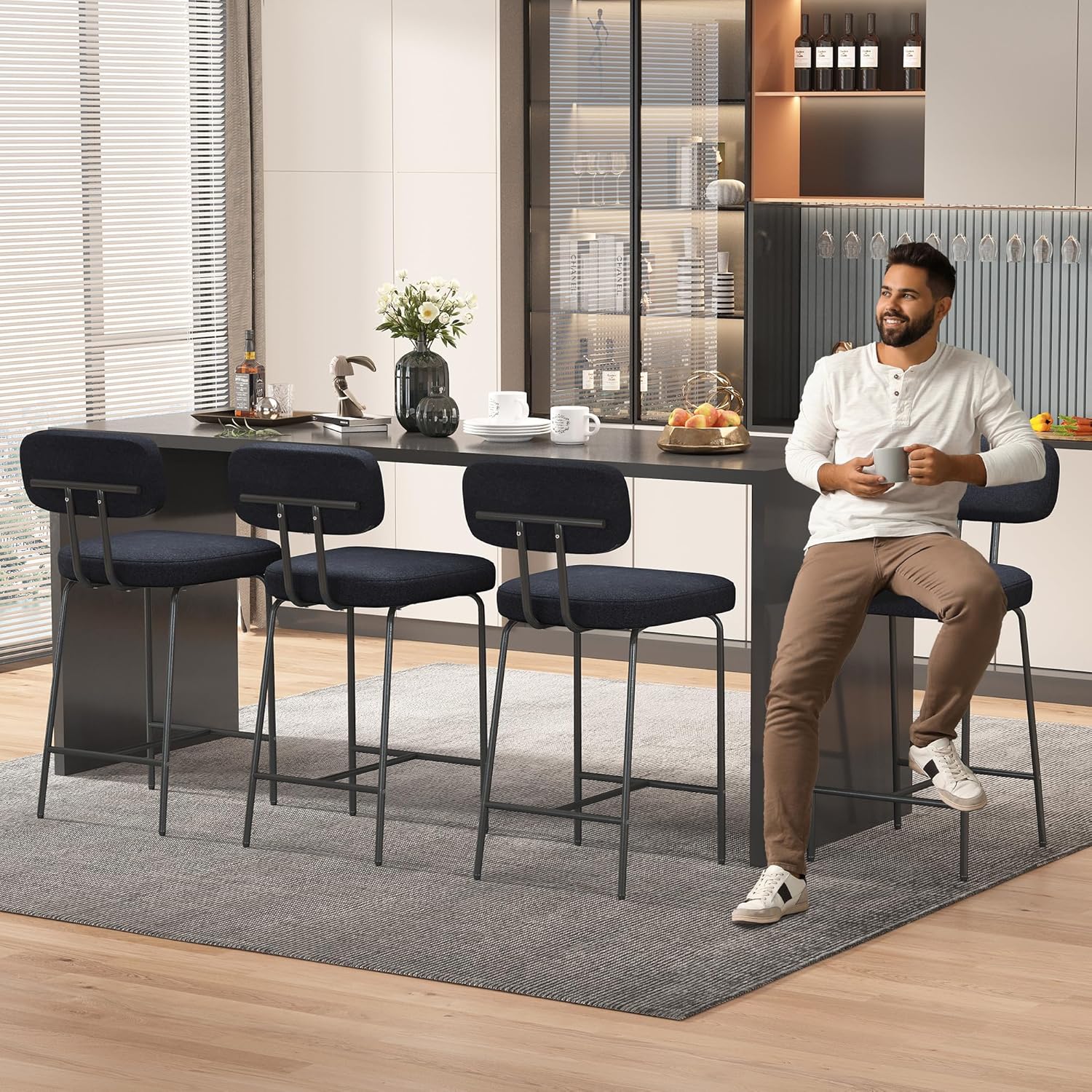 Amazon.com: GXJ Counter Height Bar Stools Set of 4, 26" Black Bar ...