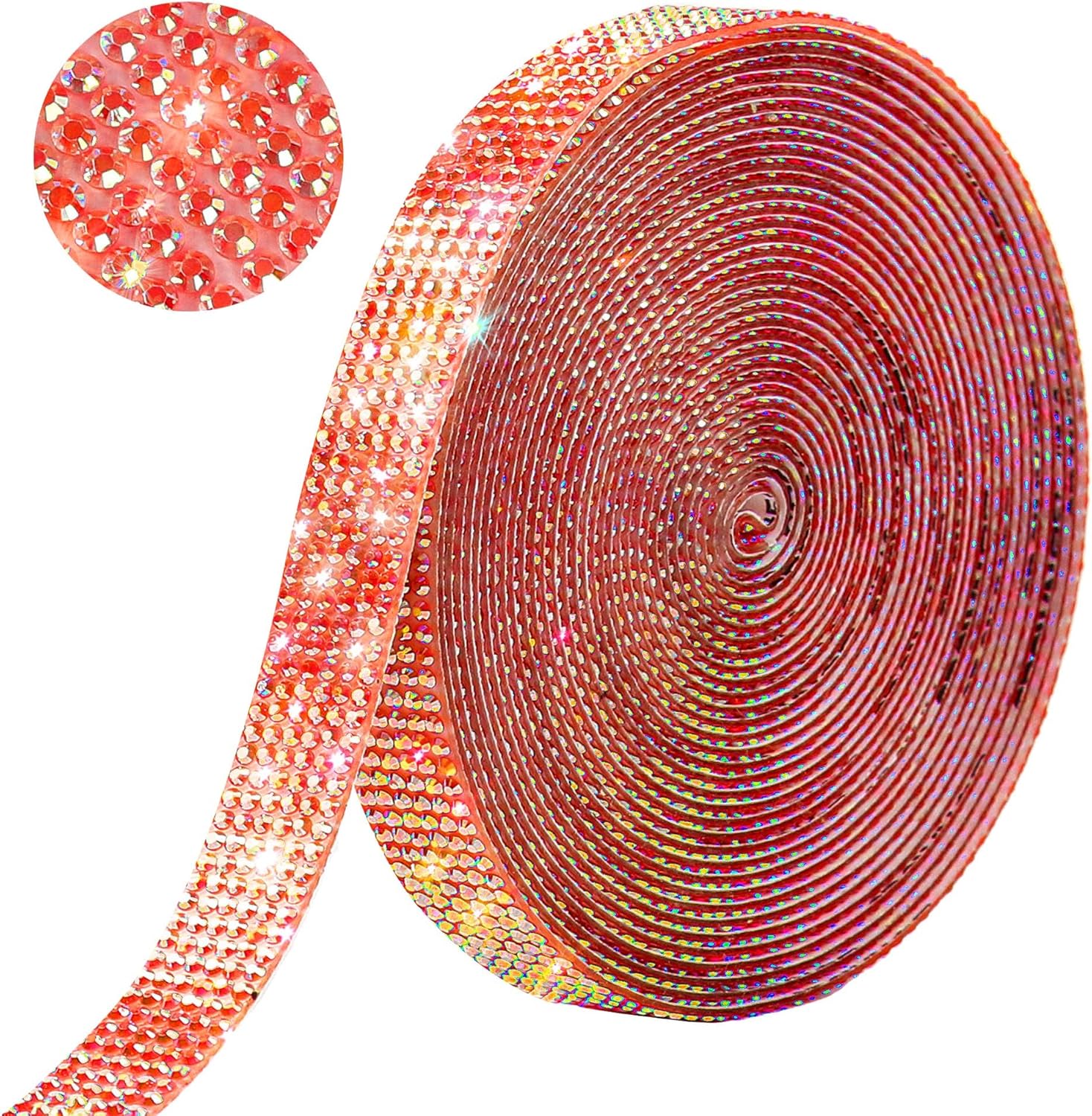 Amazon.com: GUGANEL Self Adhesive Red AB Rhinestone Ribbon Crystal ...