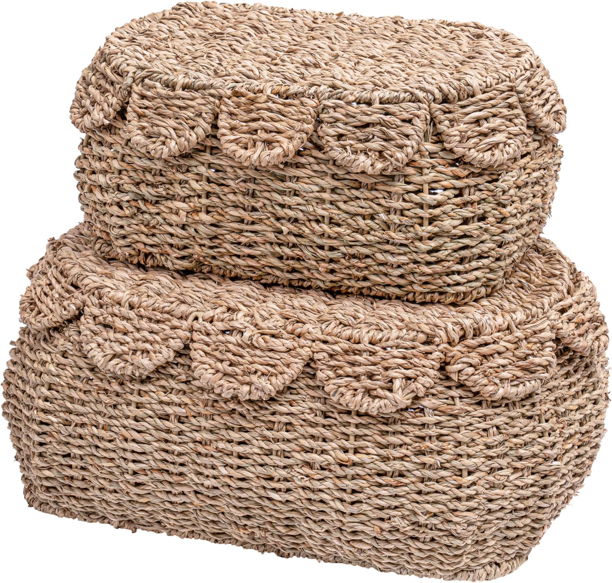Amazon.com: Palonona - Set of 2 Natural Rattan Storage Baskets with ...