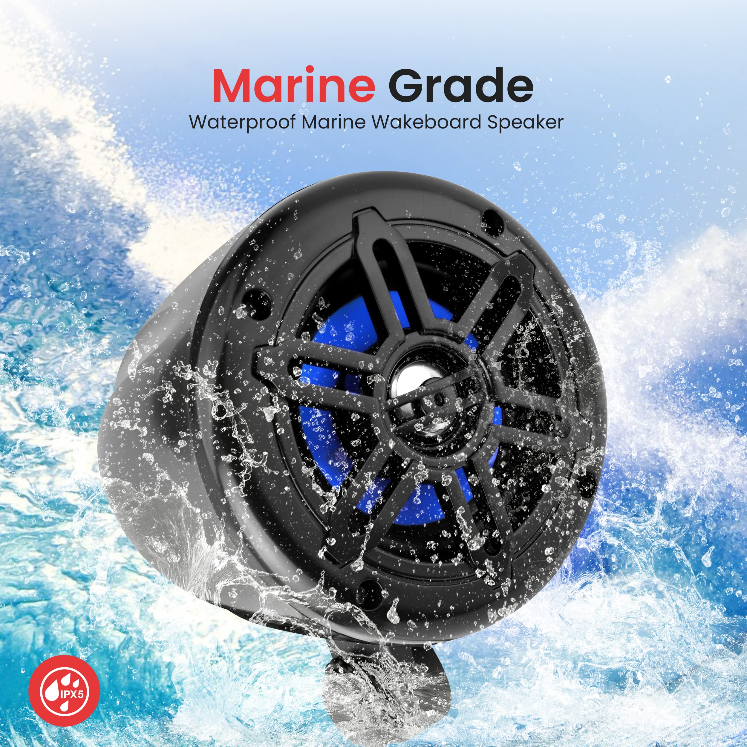 Pyle 4” Waterproof Off-Road Speakers - 150W 2-Way Marine Woofer Sound ...