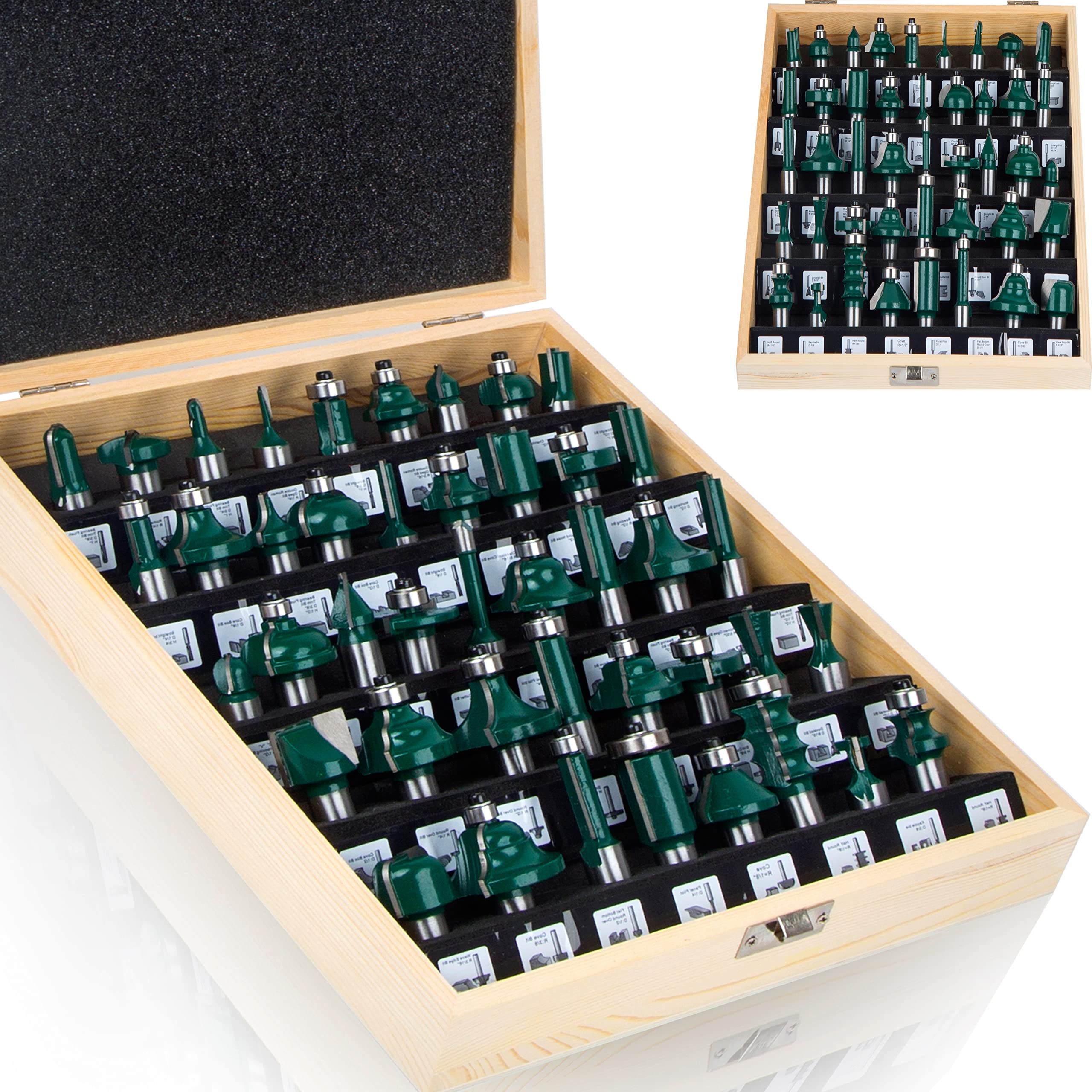 LUBEIN Router Bit Set 1/2 Inch Shank 43 Router Bits Lock Miter Tongue ...