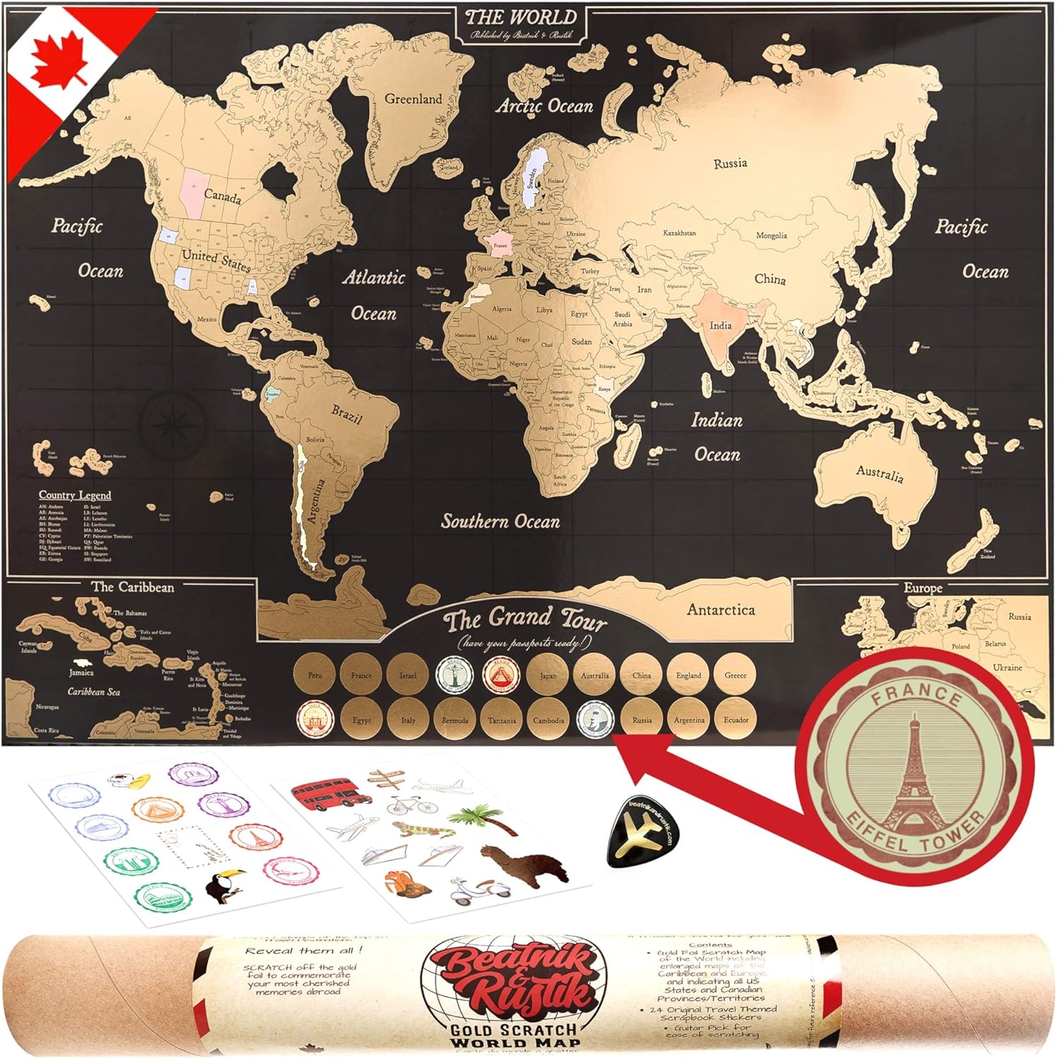World Map Scratch Off Poster - Travel Map of the World with Scratchable ...