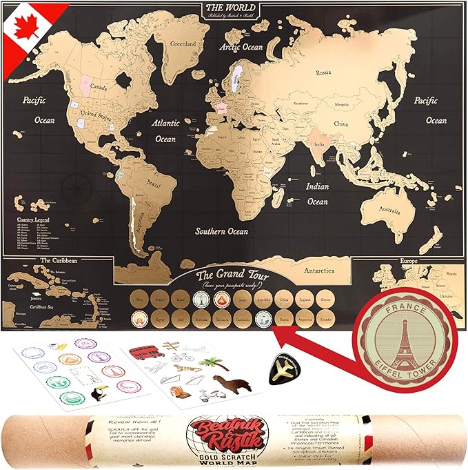 World Map Scratch Off Poster - Travel Map of the World with Scratchable ...