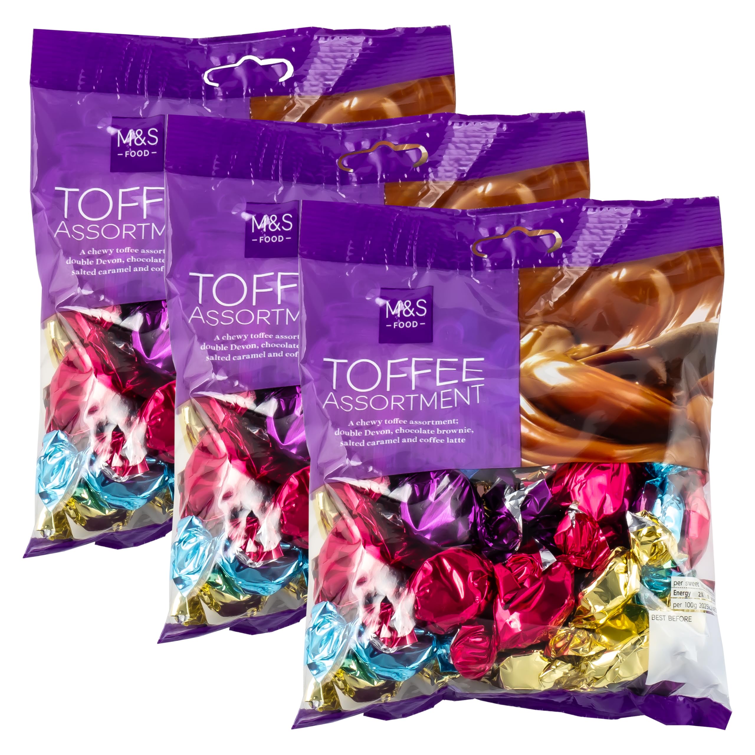 M&S Toffee Assortment, Individually Wrapped Flavoured Chewy Toffees ...