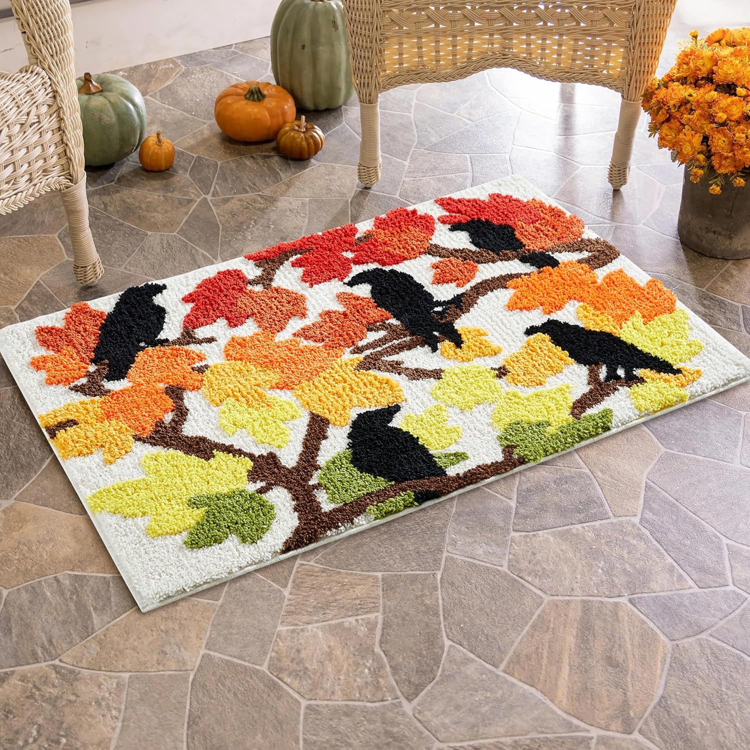 Amazon.com: RoomTalks Fall Maple Leaves Bathroom Rugs 2x3 Fall Colored ...