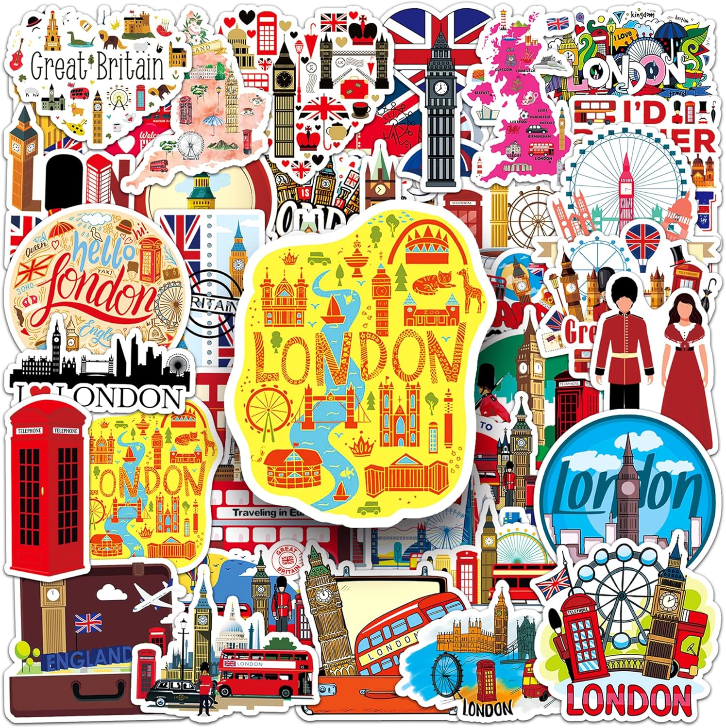 Amazon.com: England Stickers,London Stickers,50pcs for Kids, Stickers ...