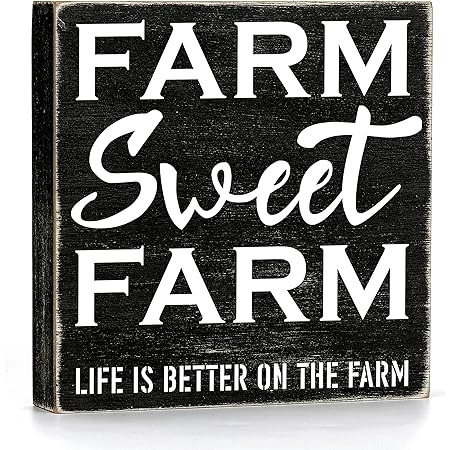 Amazon.com : Inspirational Wooden Box Sign Plaque Farm Sweet Farm Life ...