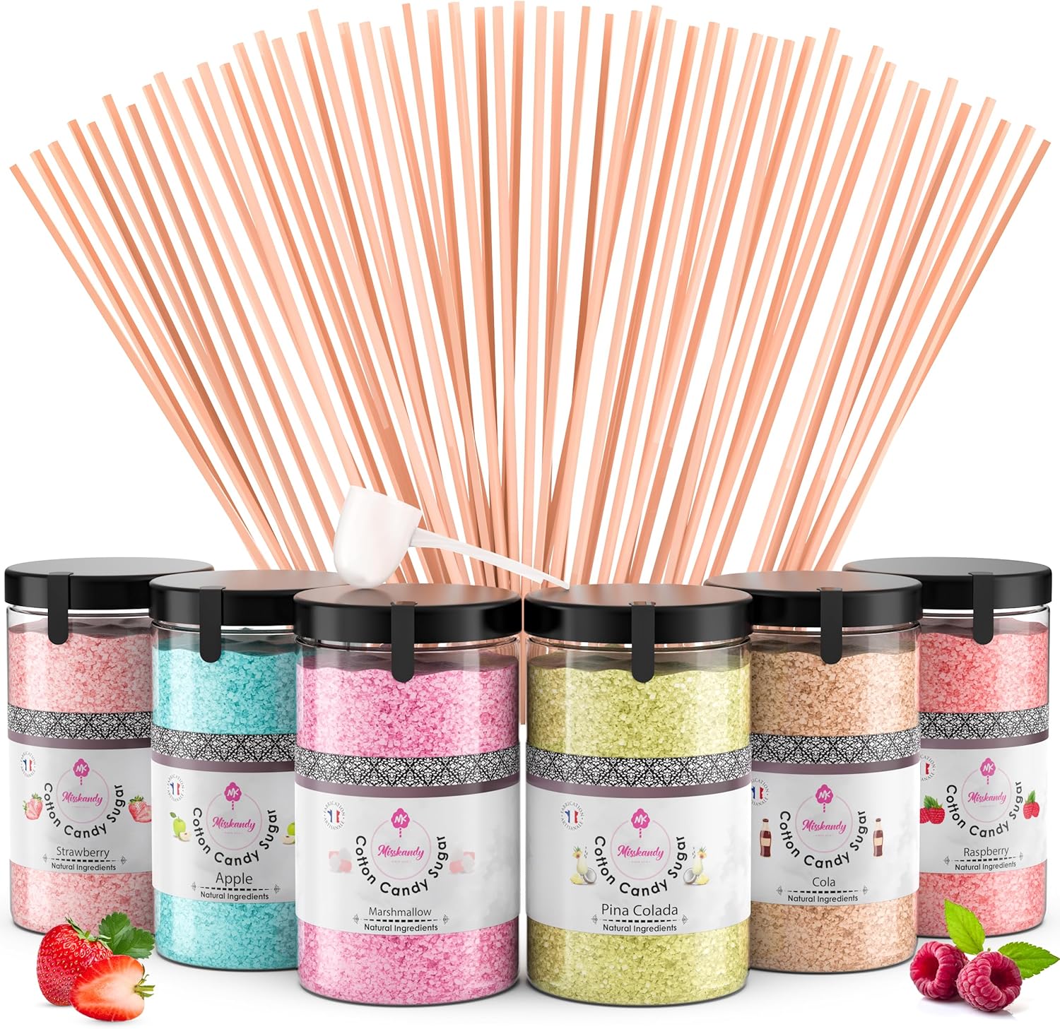 Misskandy®-Candy Floss Sugar Pack (6 * 300g) (Strawberry, Pina colada ...