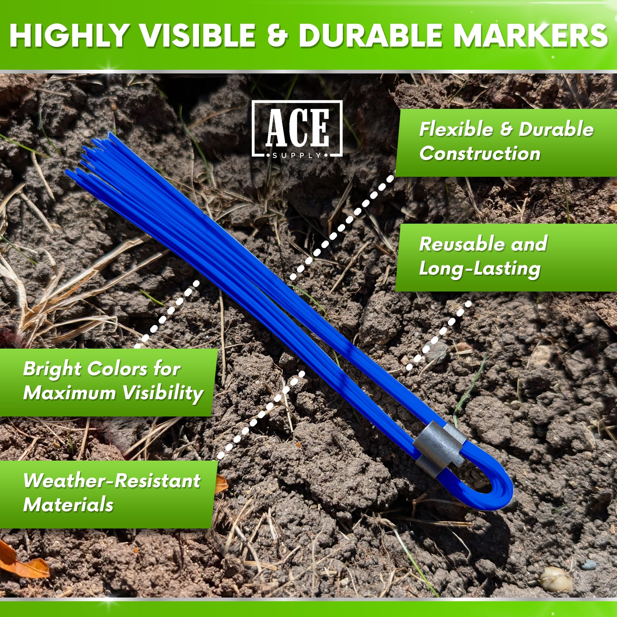 Snapklik.com : ACE Supply Blue Marking Whiskers - 25 Pack - Durable ...