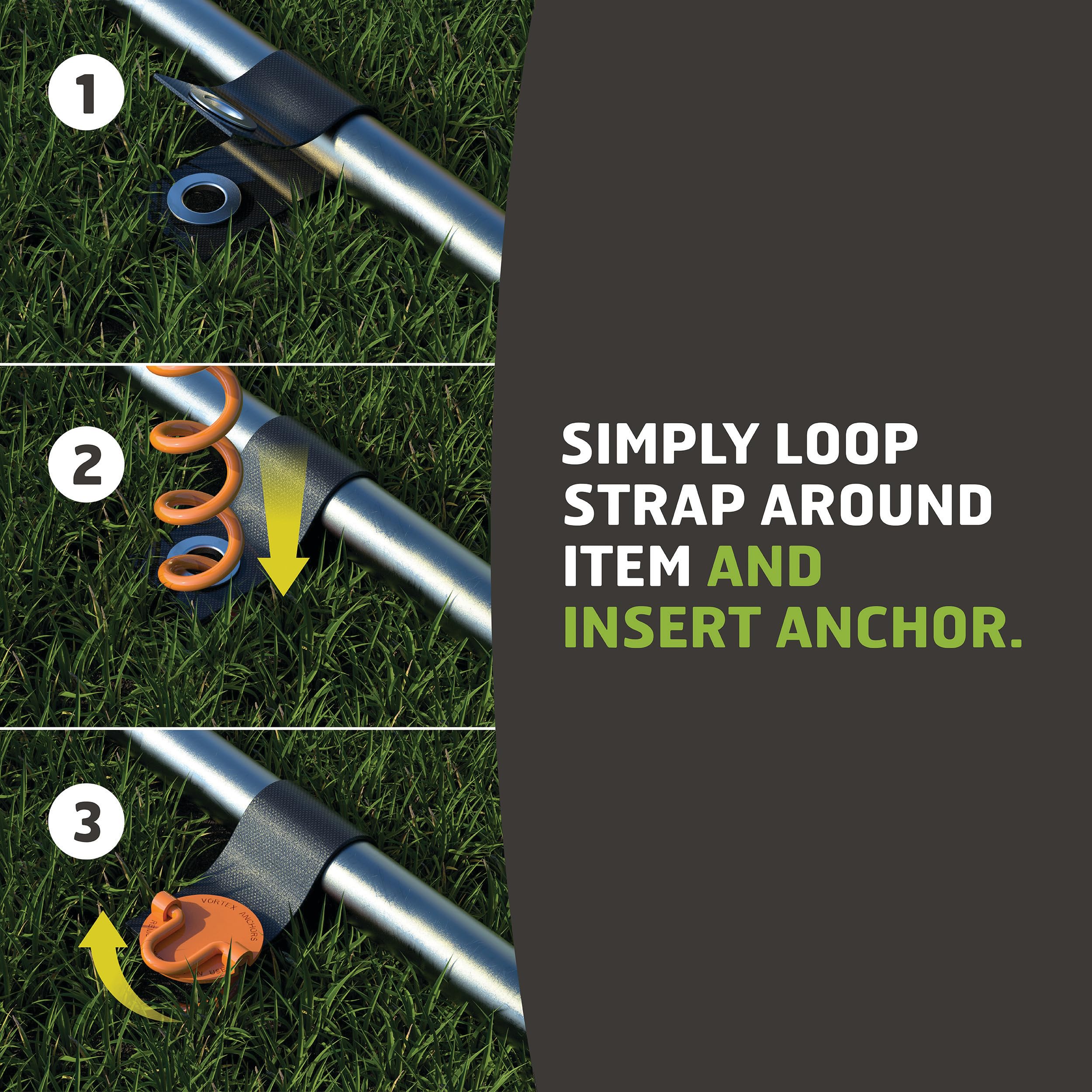 Snapklik.com : (4-Pack) Vortex Tie Down Strap For Ground Anchors