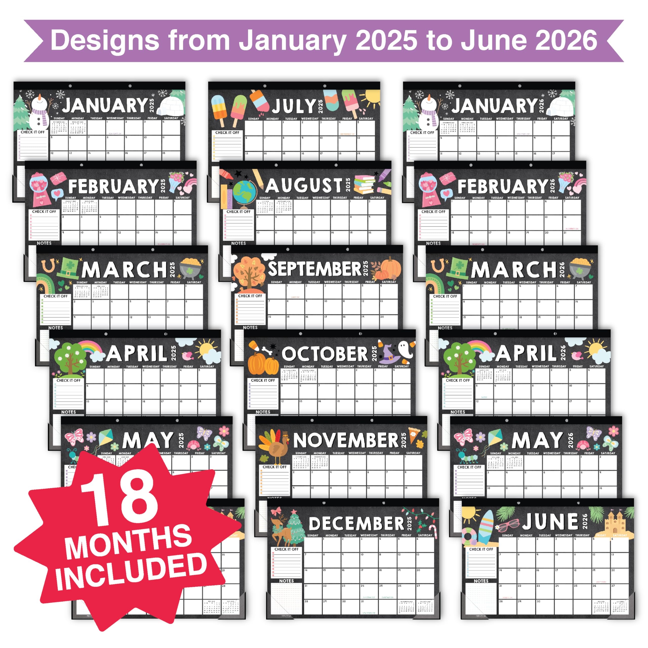Snapklik.com : Hadley Designs Teacher Desk Calendar 2025-2026 18-Month ...