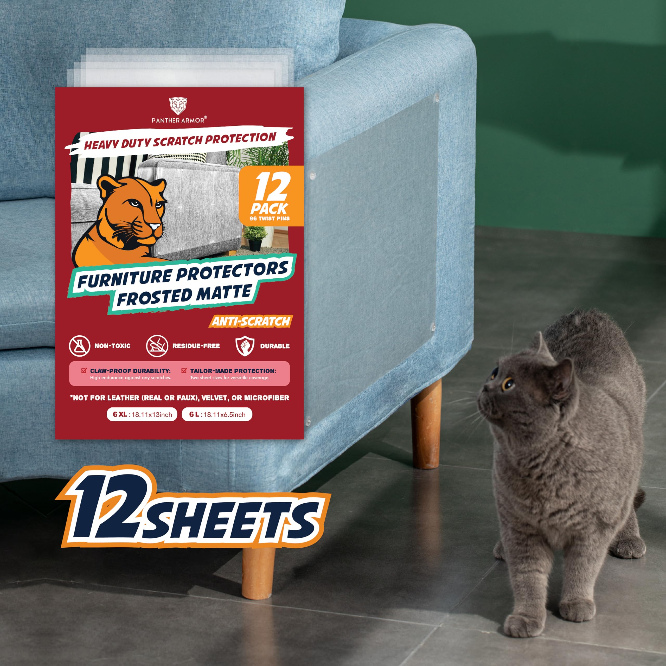 Panther Armor Frosted Matte Cat Scratch Furniture Protectors, 12-Packs ...