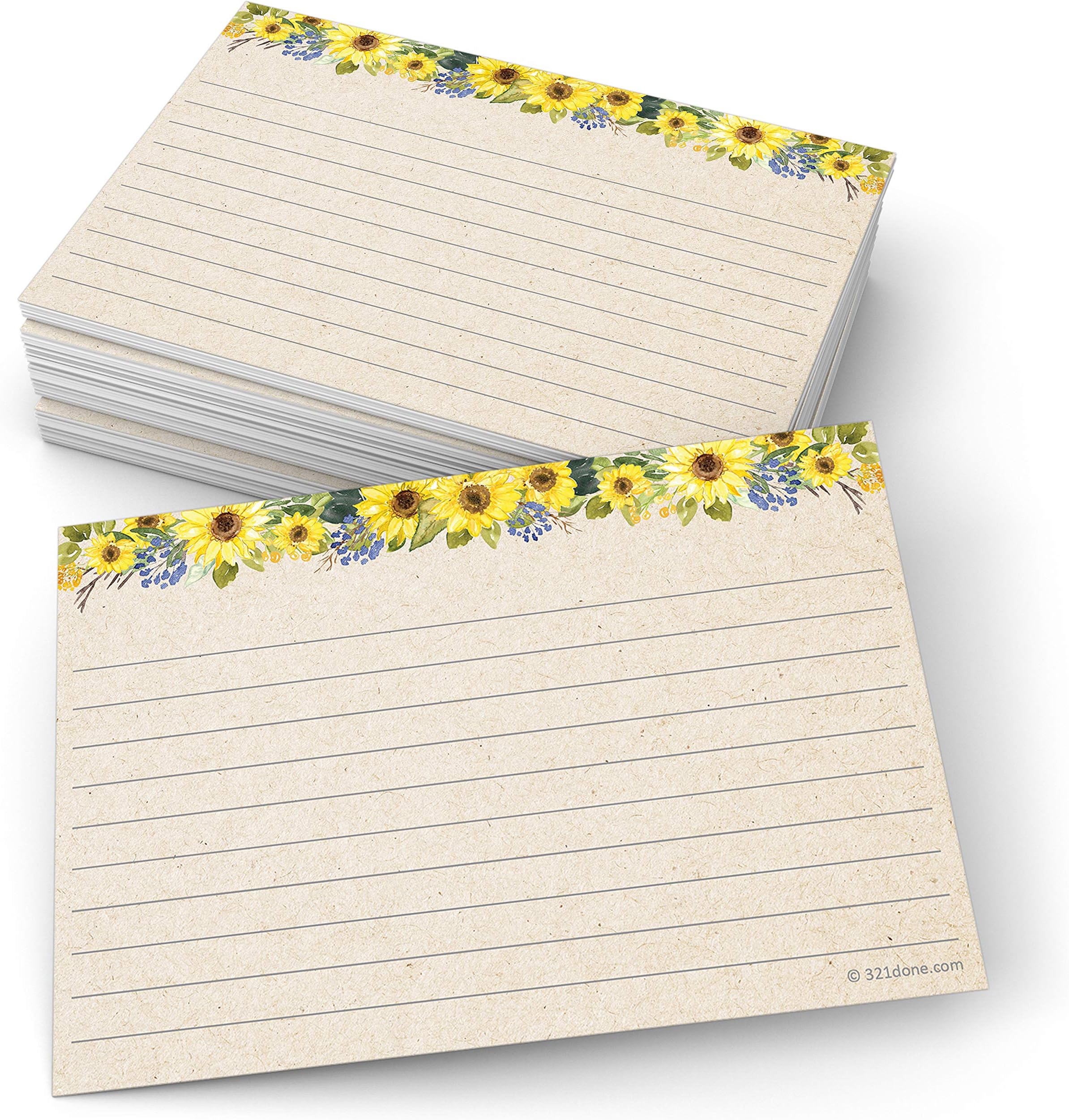 Amazon.com : 321Done Sunflower Index Cards - Made in USA - Small 3x5 ...