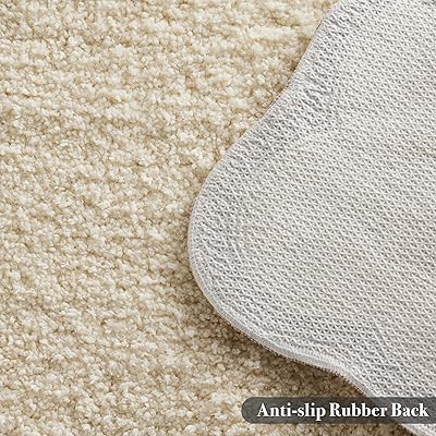 Amazon.com: Luxury Microfiber Bathroom Rugs, White Bath Rug with Blue ...