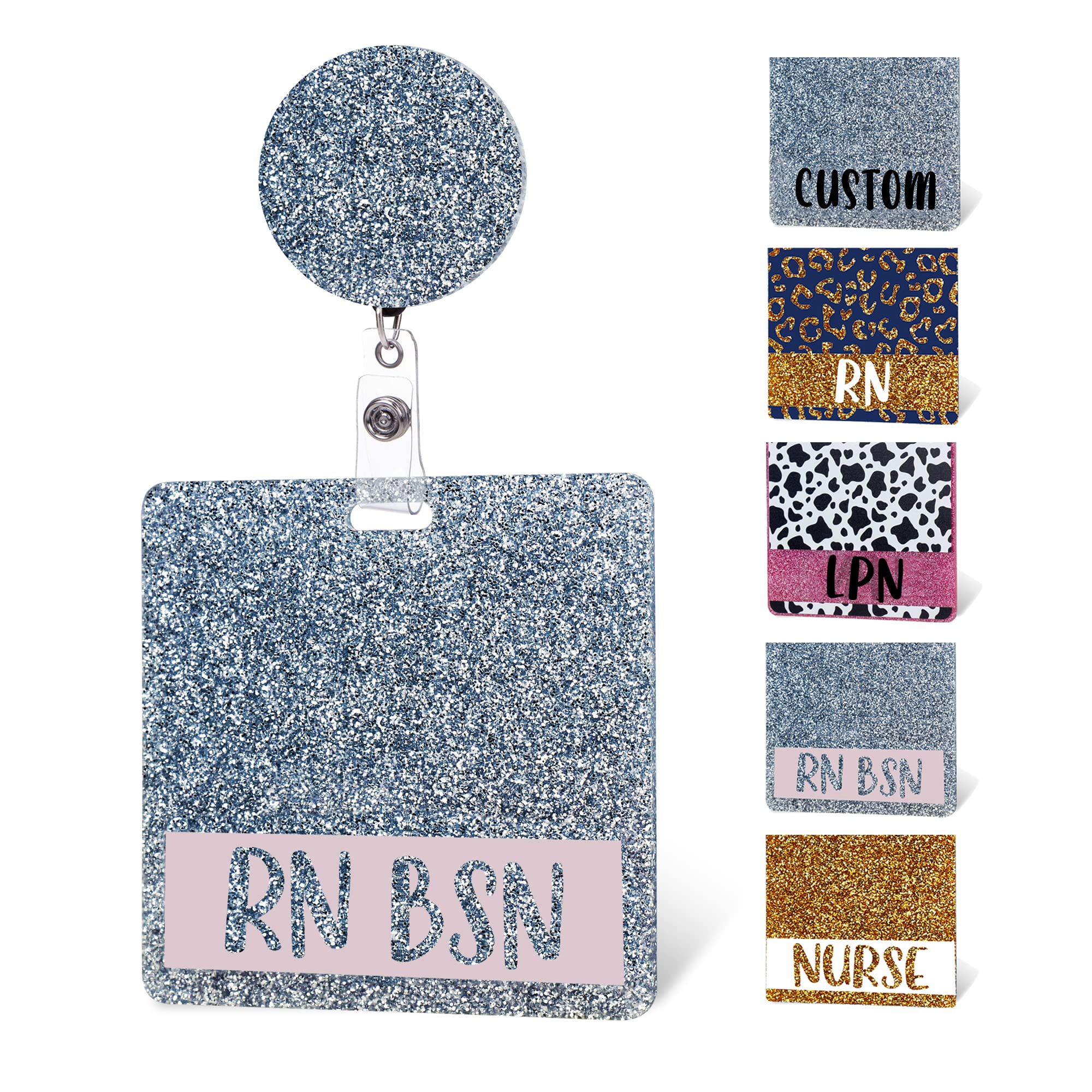 Amazon.com : Abamerica RN BSN Badge Buddy Glitter Card Nurse Nursing ...
