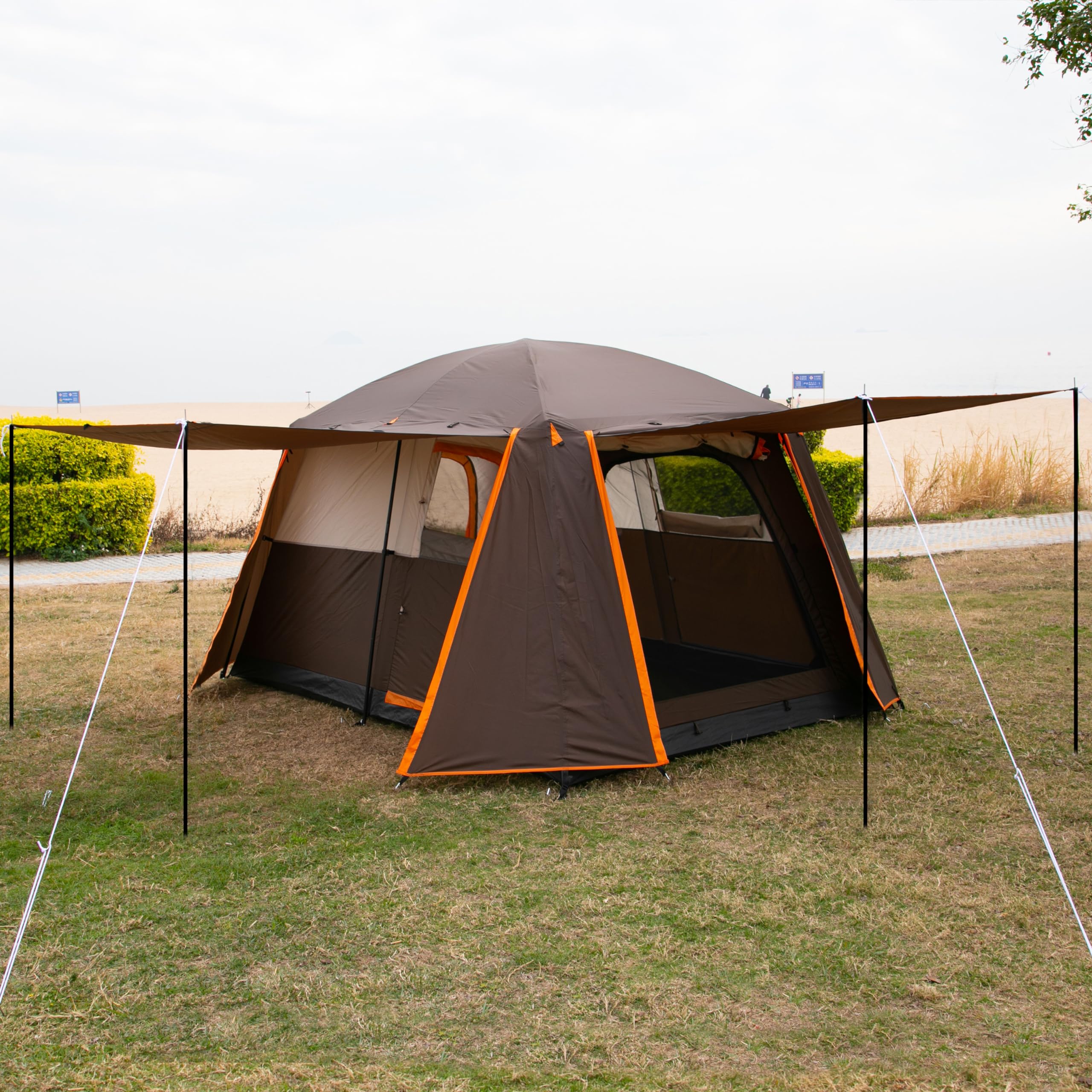 KTT Large Tent 6 Person,Family Cabin Tents,Straight Wall,3 Doors and 3 ...