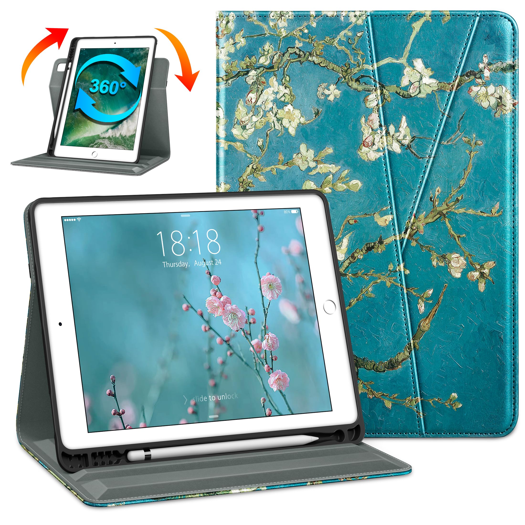 Amazon.com: DTTO Rotating Case for iPad 6th / 5th Generation 9.7 Inch ...