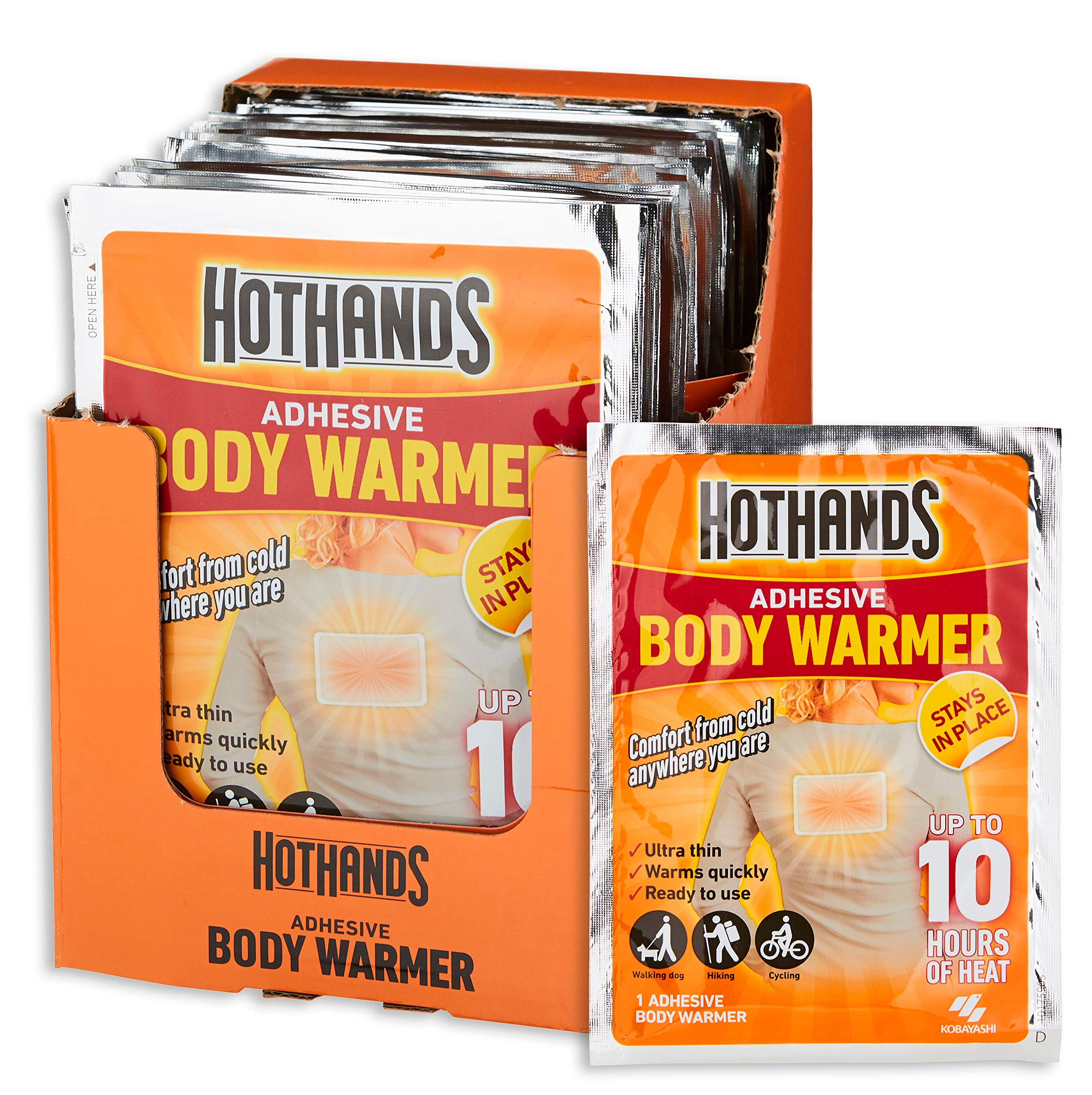 HOTHANDS Adhesive Body Warmer Pack Air Activated Warmers Up to 10 Hours ...