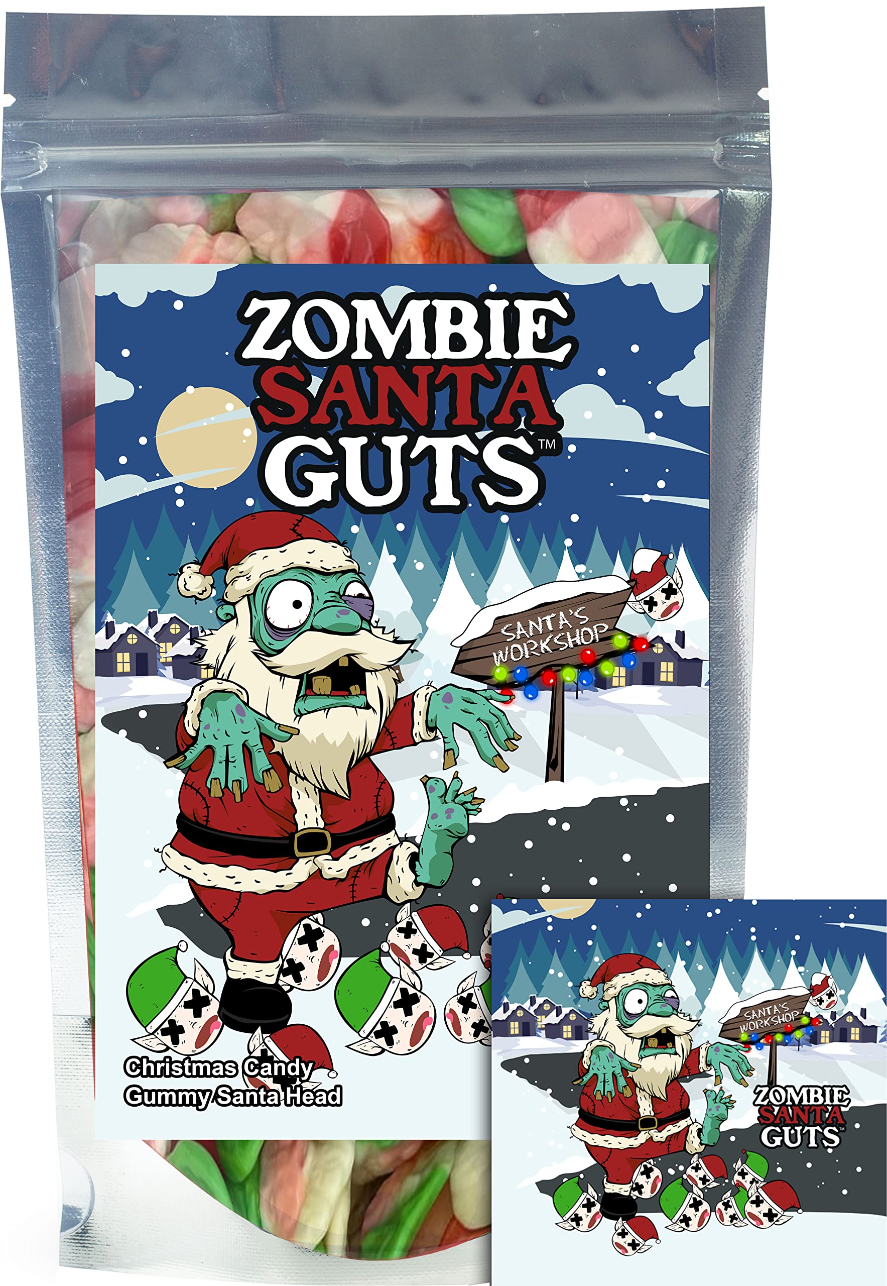 Amazon.com : Zombie Santa Guts Marshmallow Flavored Gummy Elf Heads ...