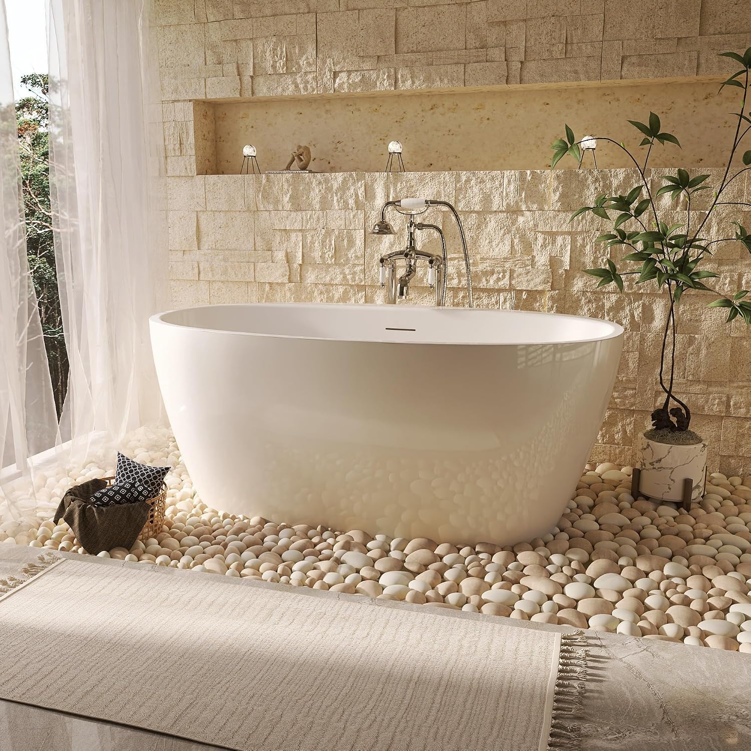 Adecab 59" Acrylic Freestanding Tub, Soaking Tub, Bathtub for SPA ...