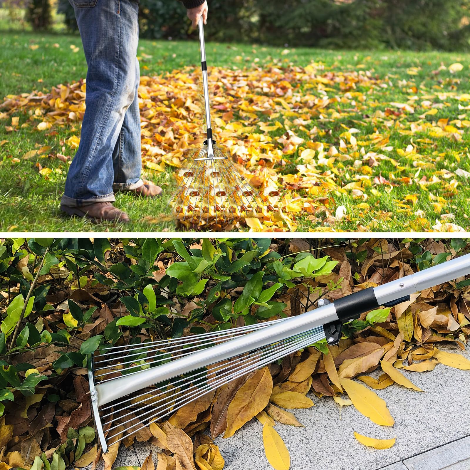 Snapklik.com : Karveden Garden Leaf Rake, 40"-63" Adjustable Rakes For ...