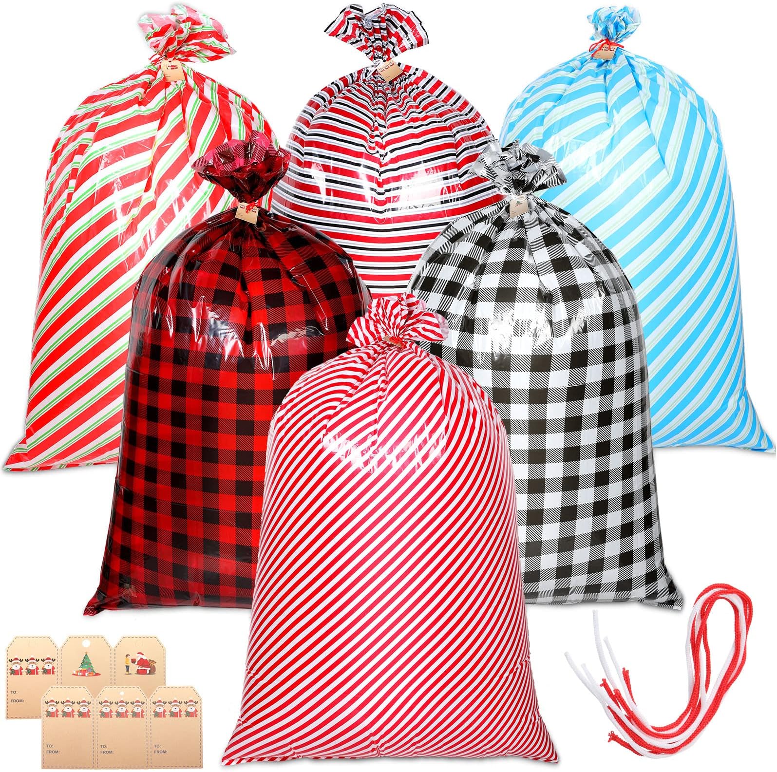 Amazon.com: JOYIN 8 PCs Christmas Jumbo Big Gift Bags Heavy Duty 36” x ...