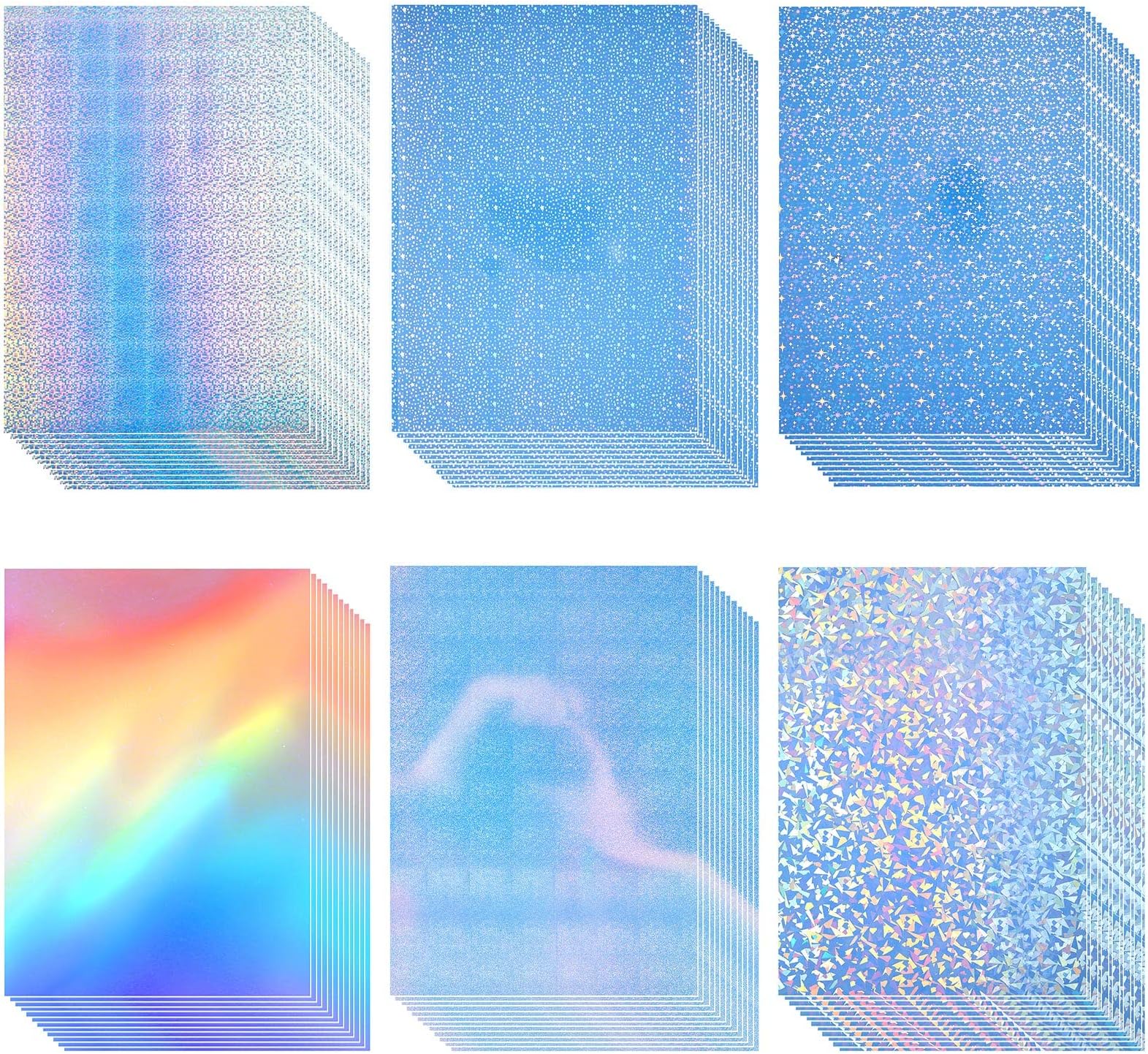 Amazon.com : 72 Sheets Holographic Sticker Paper with Gem Star A4 Size ...