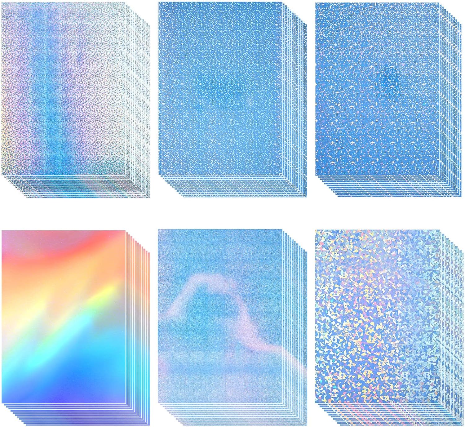 Amazon.com : 72 Sheets Holographic Sticker Paper with Gem Star A4 Size ...